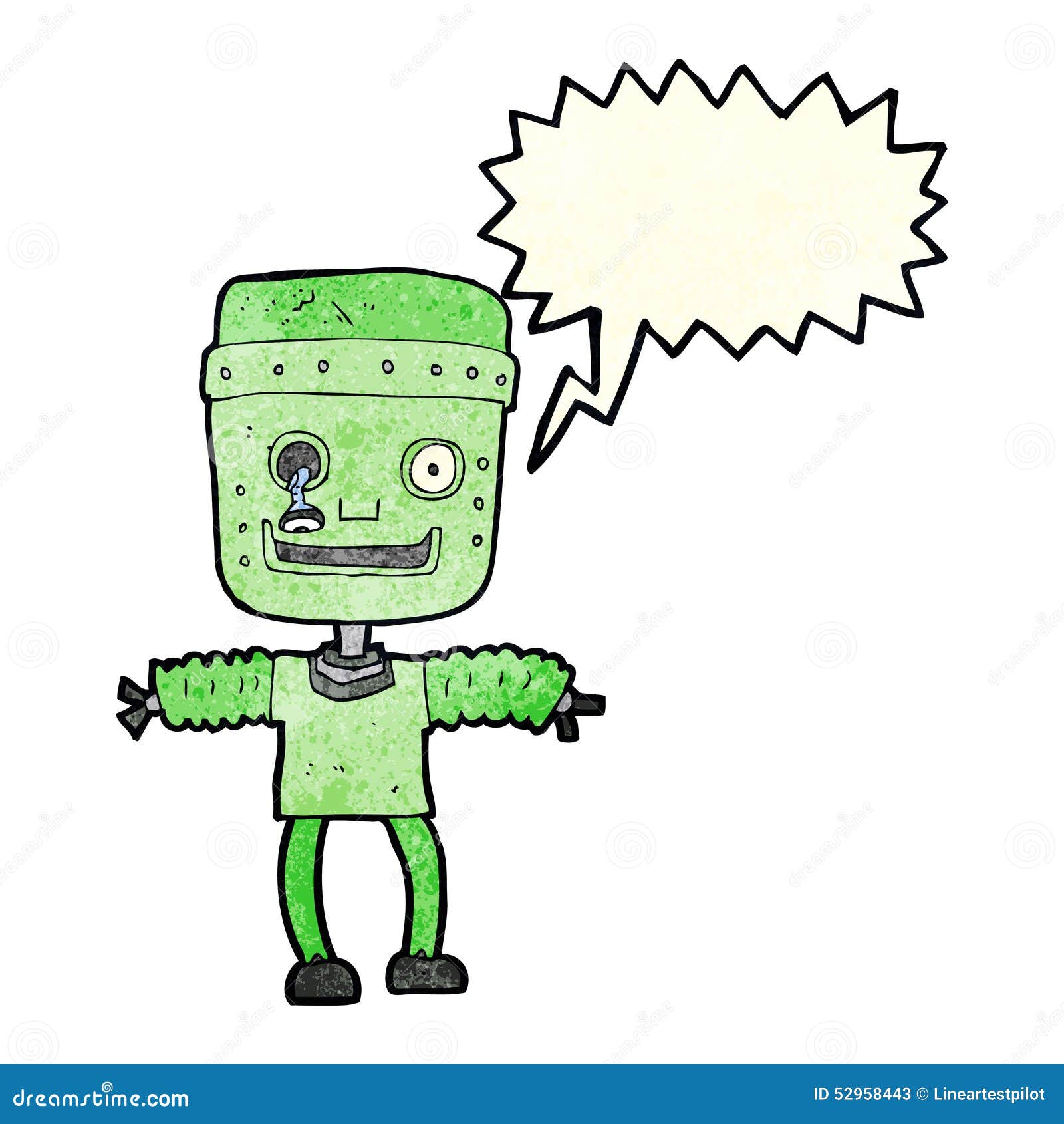 Cartoon Robot with Speech Bubble Stock Illustration - Illustration of ...
