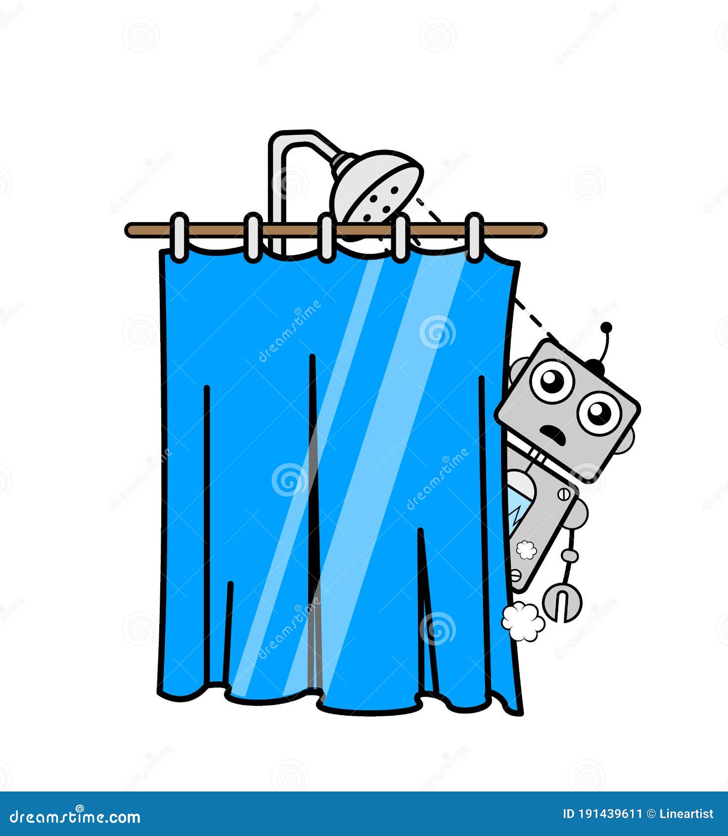 Cartoon Robot Taking Shower Stock Illustration - Illustration of ...