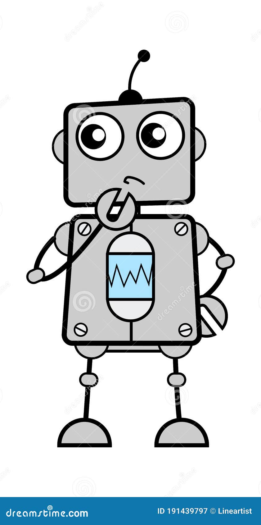 Cartoon Robot Thinking Seriously Royalty-Free Stock Photography ...