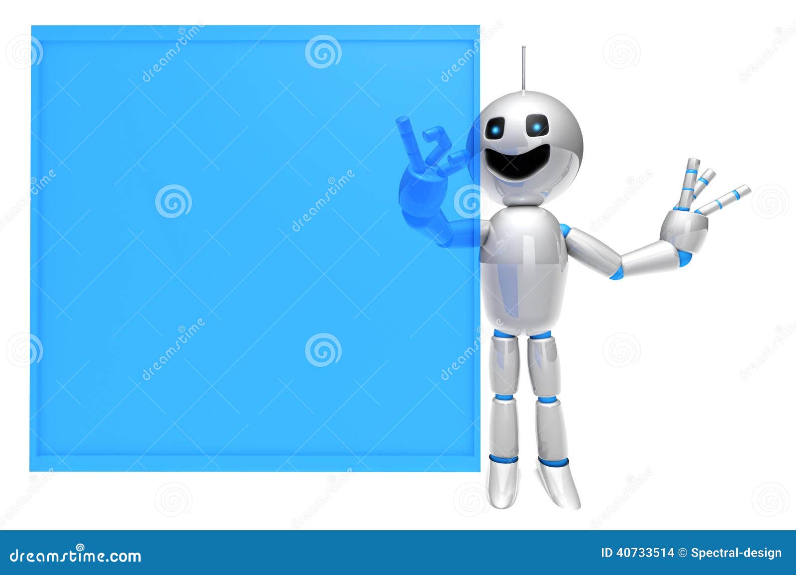 Cartoon Robot Using a Virtual Touchscreen Stock Illustration ...