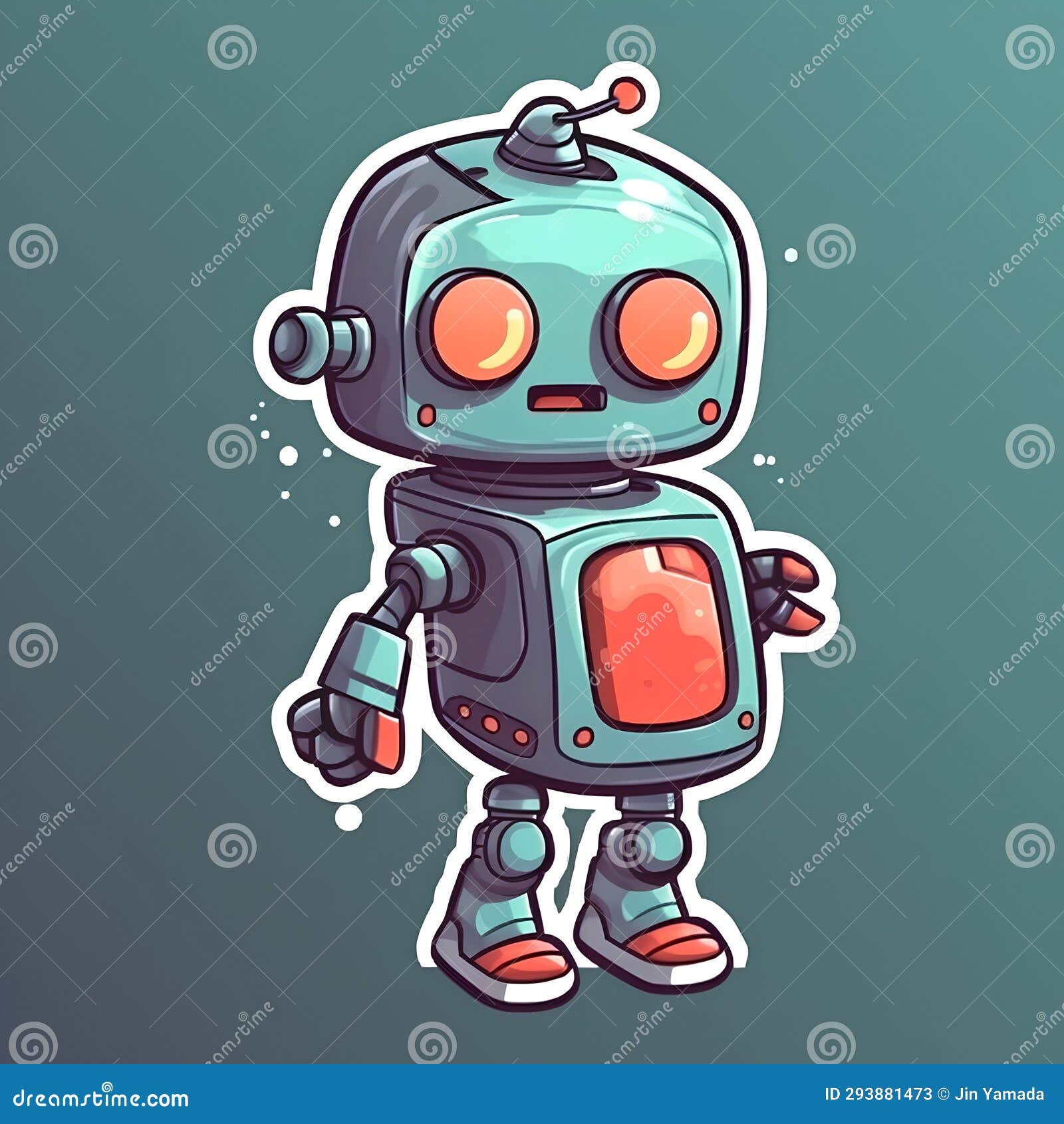 Cartoon Robot. Vector Illustration of a Cute Robot. Cartoon Robot Stock ...