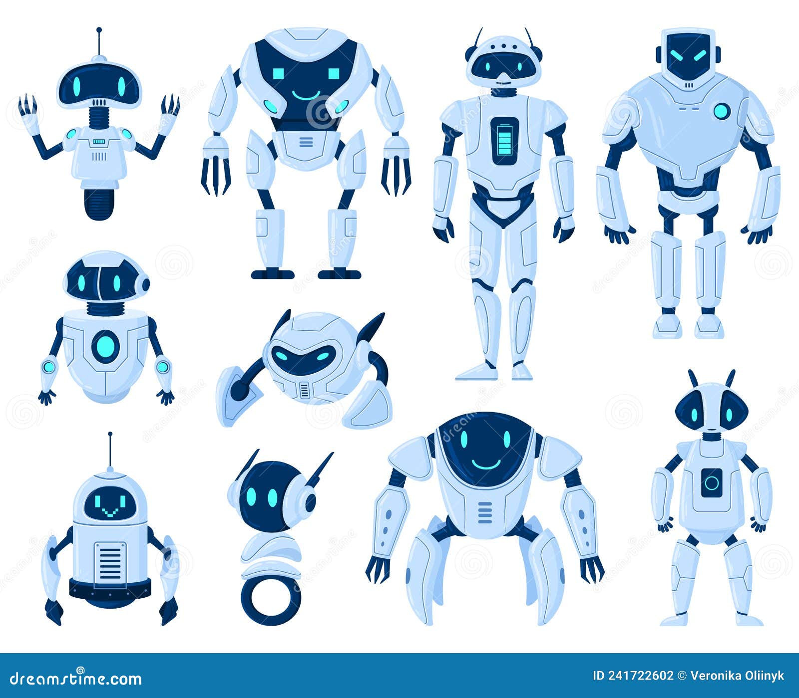 Cartoon Robots, Cyborg Machine Artificial Intelligence Characters ...