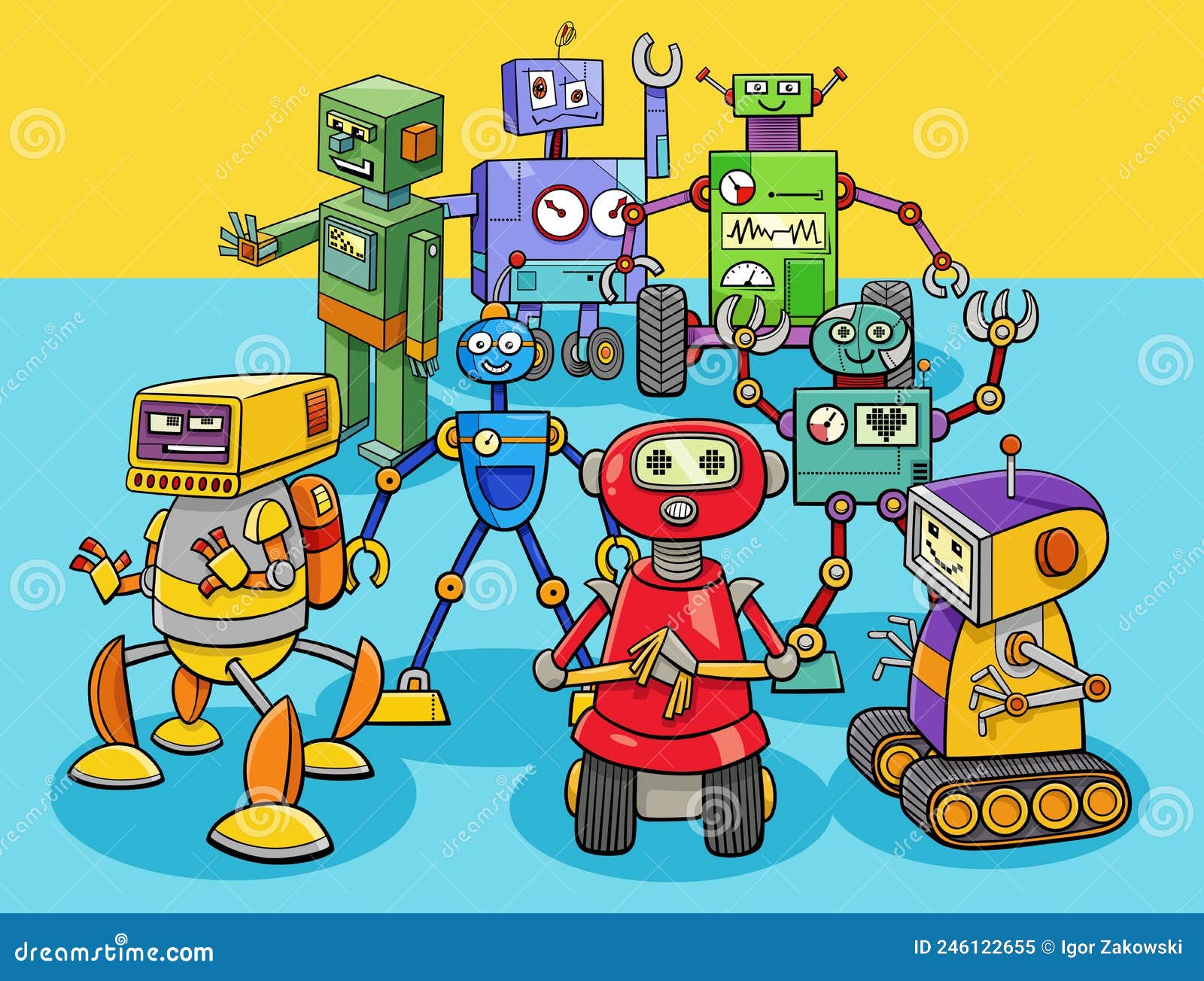 Cartoon Robots And Droids Comic Characters Group | CartoonDealer.com ...