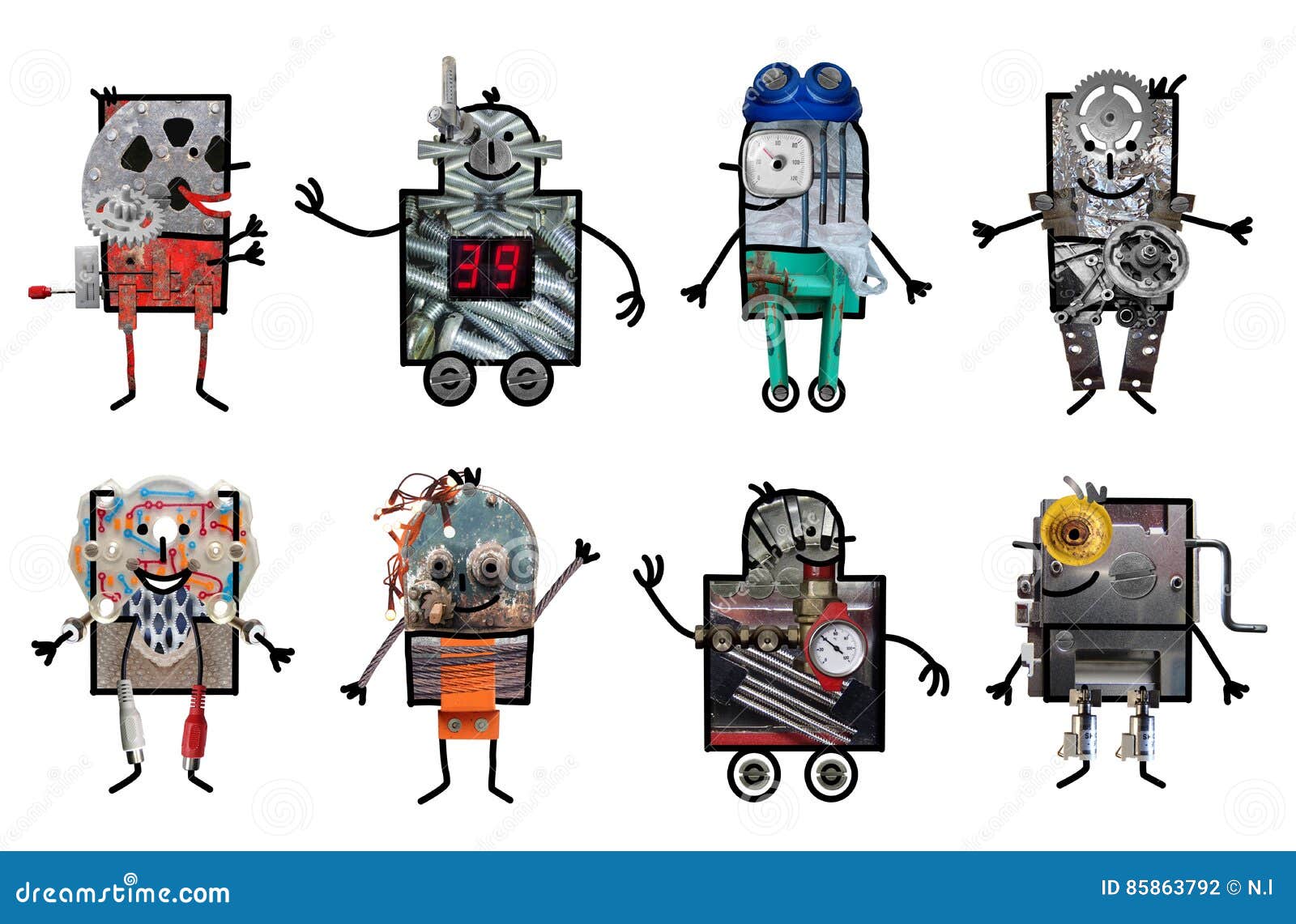 Cartoon Robots, Cyborg Machine Artificial Intelligence Characters ...