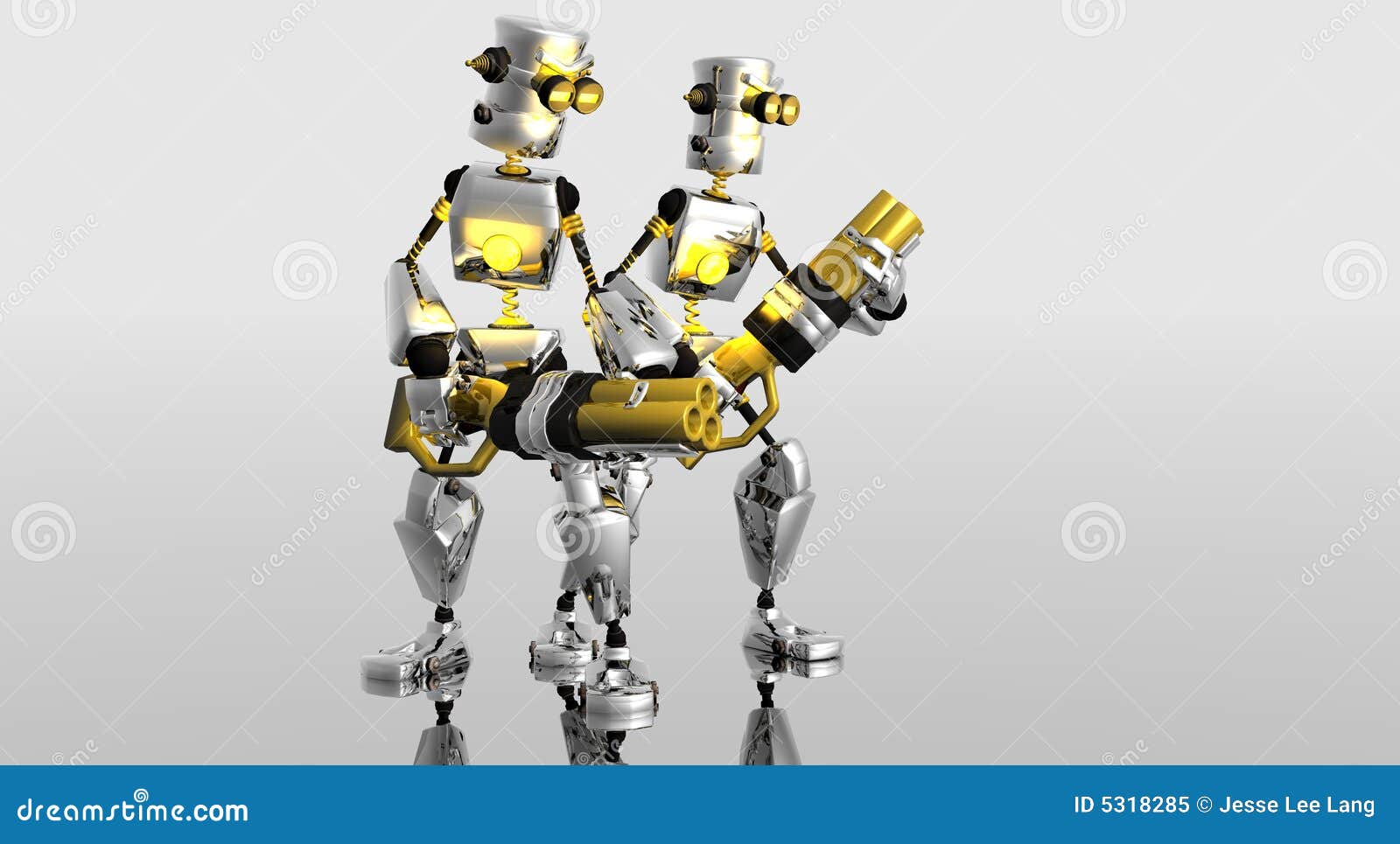 Cartoon robots with guns stock illustration. Illustration of leafsomen ...
