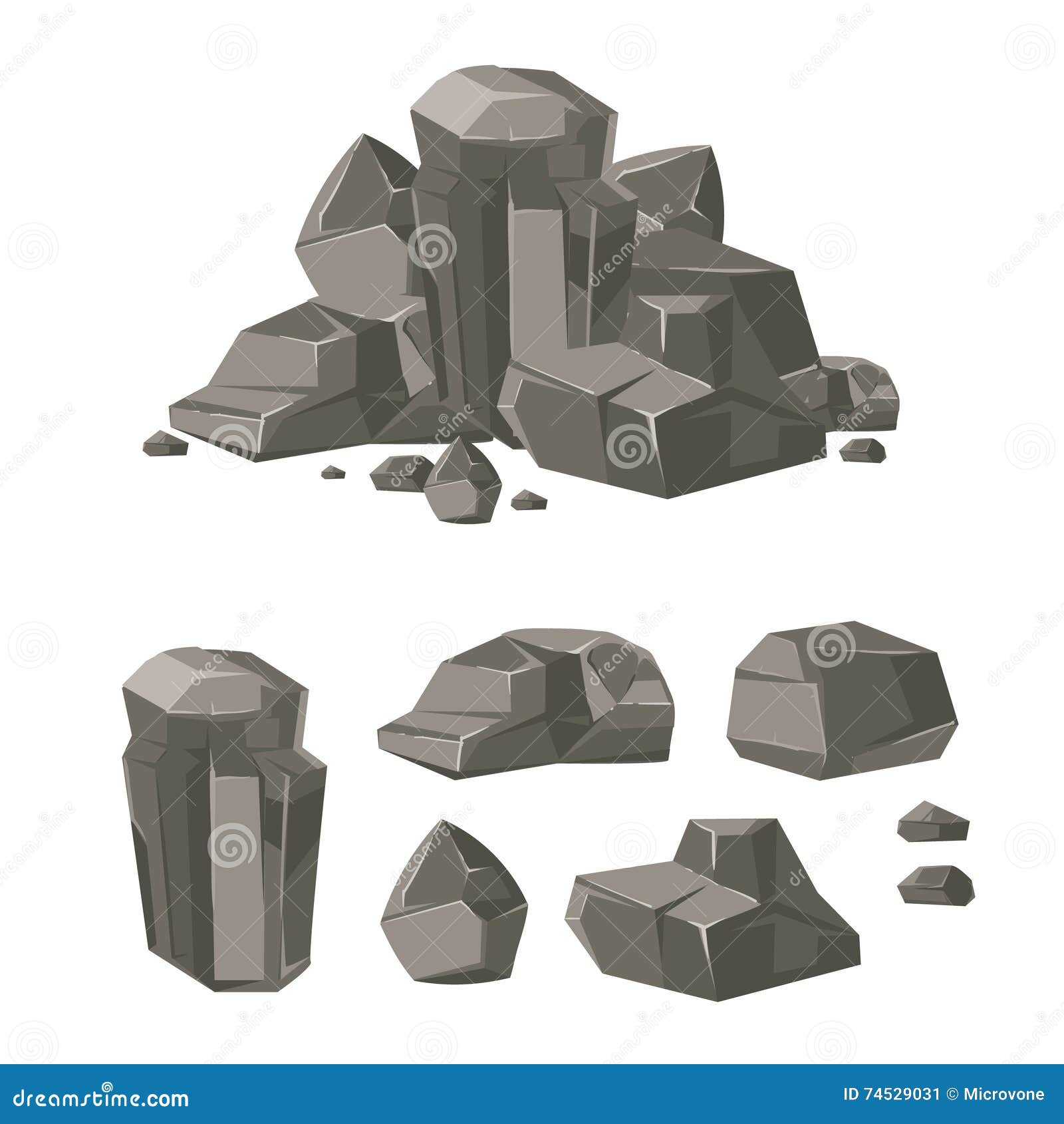 Cartoon Rock Boulder Stone Vector Set Stock Vector - Illustration of ...