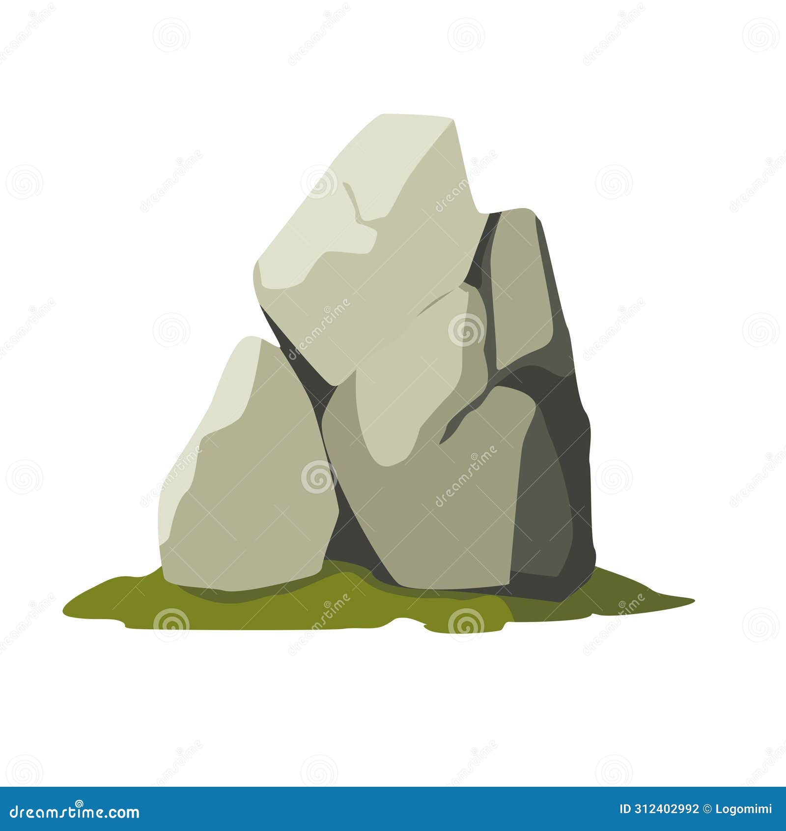 Cartoon Rock with Green Moss Vector Elements Stock Vector ...