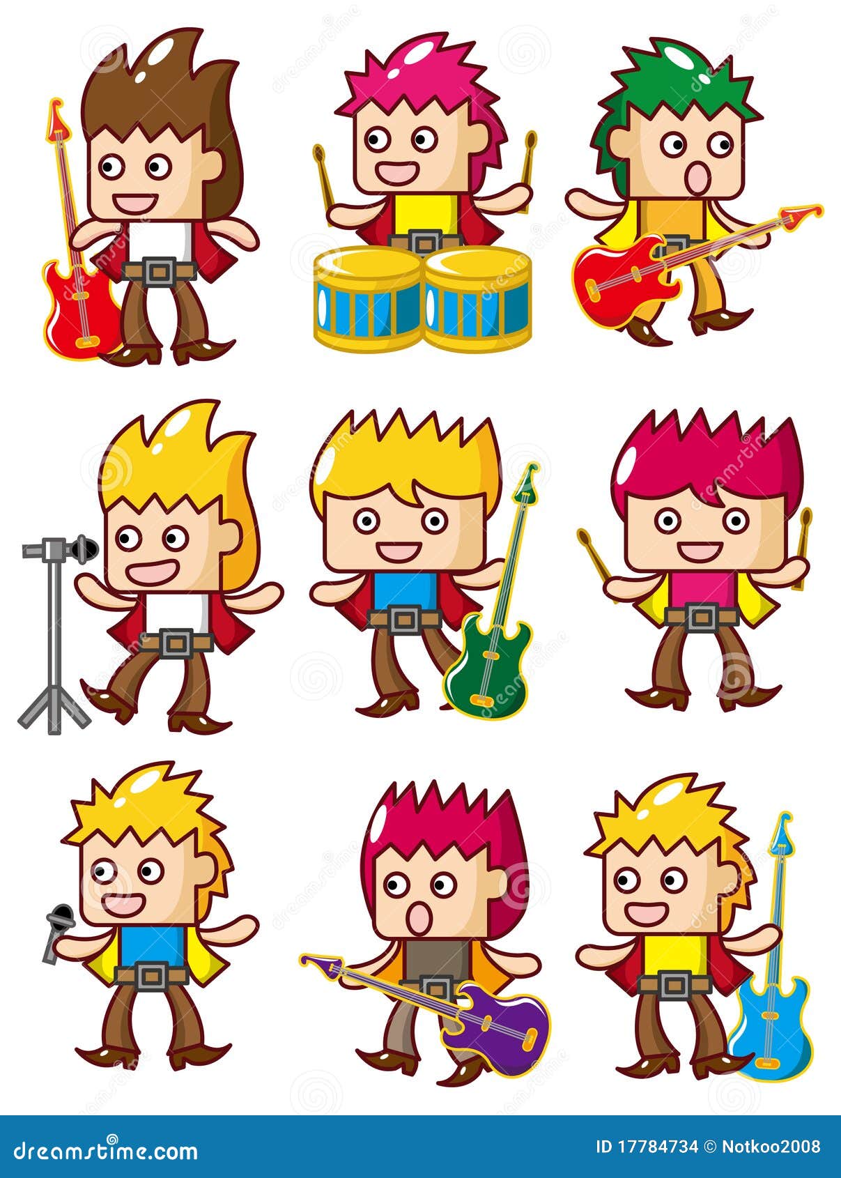 Cartoon Rock Music Band Icon Stock Vector - Illustration of comic ...