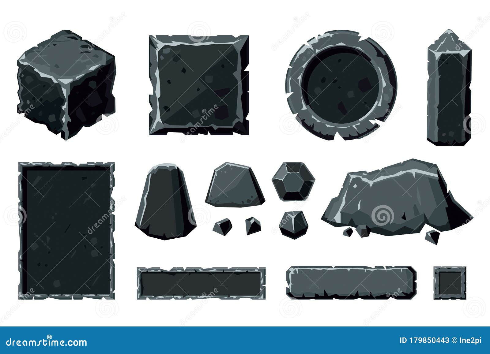 Cartoon Rock Set. Vector Stones Icons Collection. Game Design Elements ...