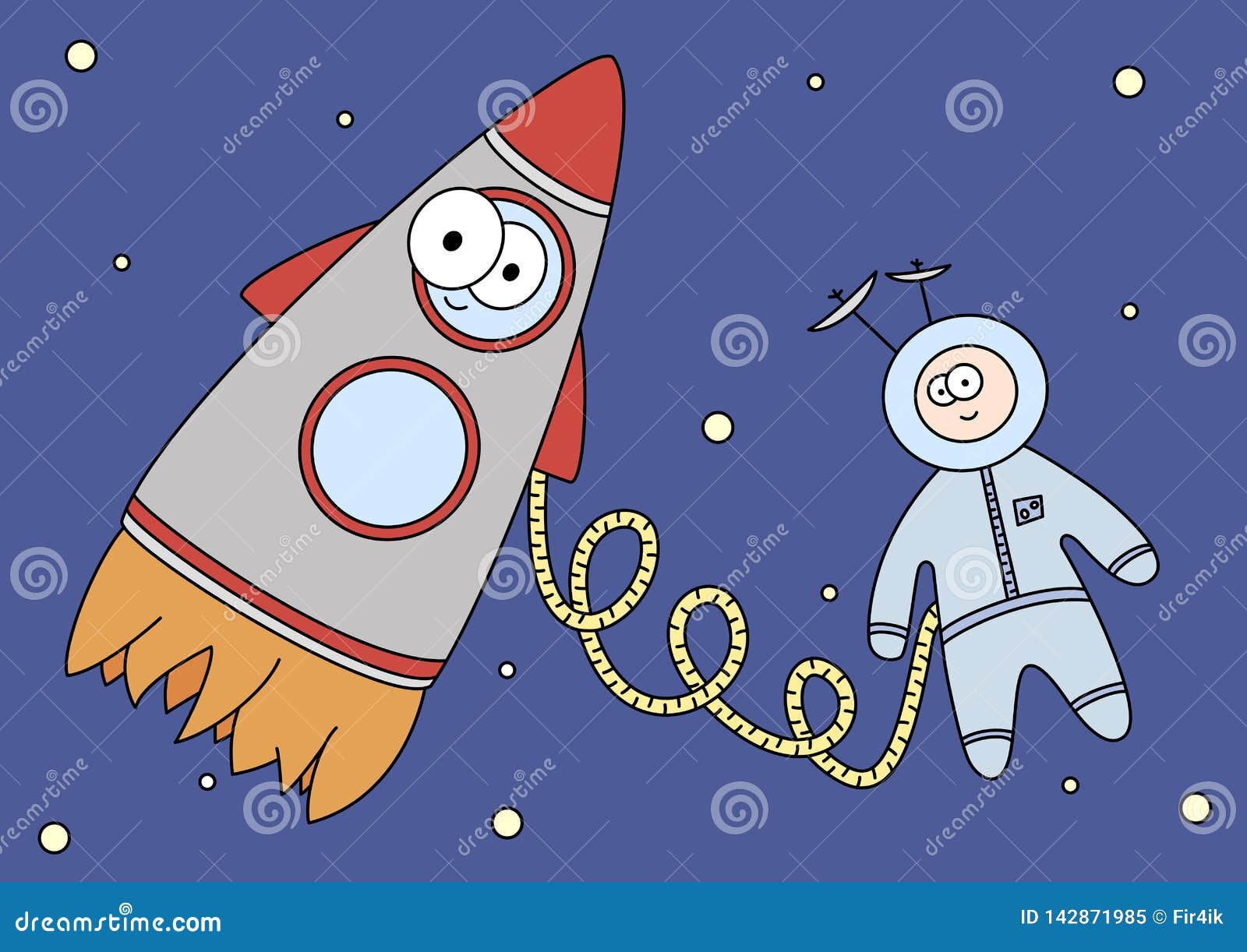 Cartoon Rocket and Astronaut for Kids Stock Vector - Illustration of ...