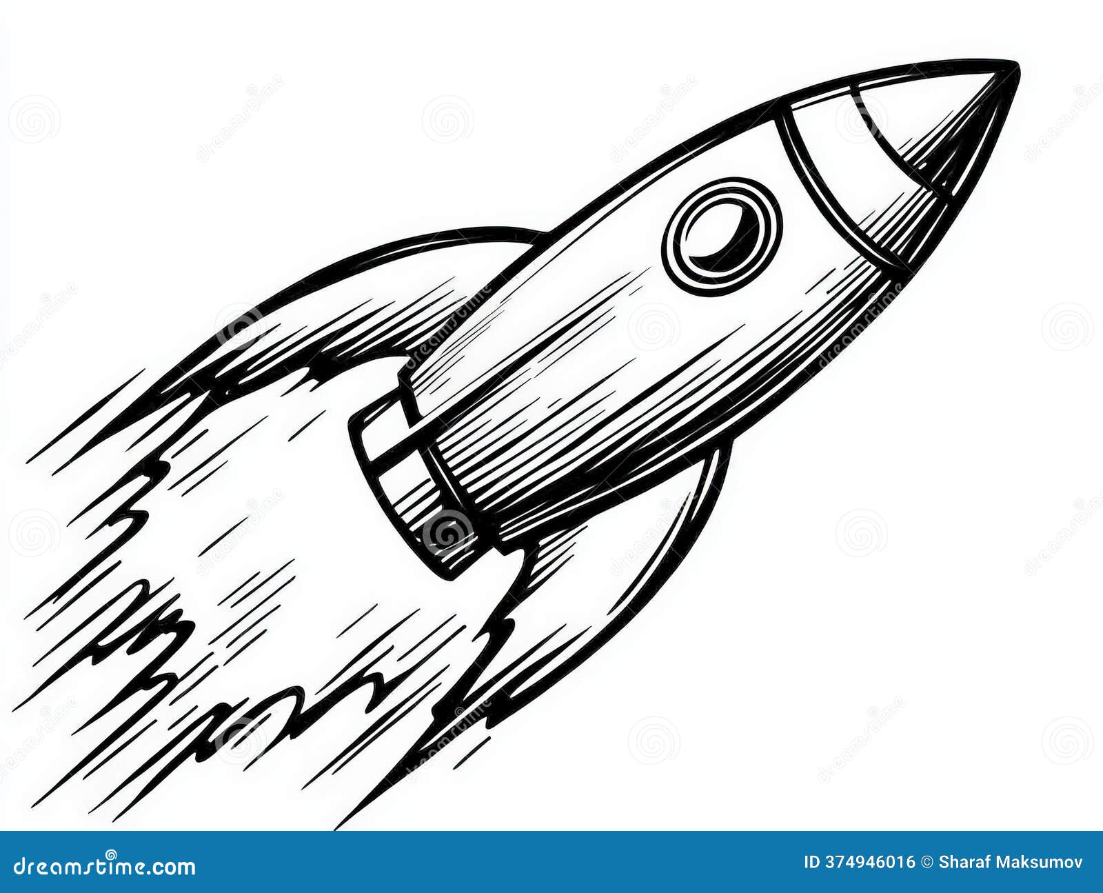 3D Rocket Blasting Off From A Cloud With Flames And Smoke, Dynamic ...