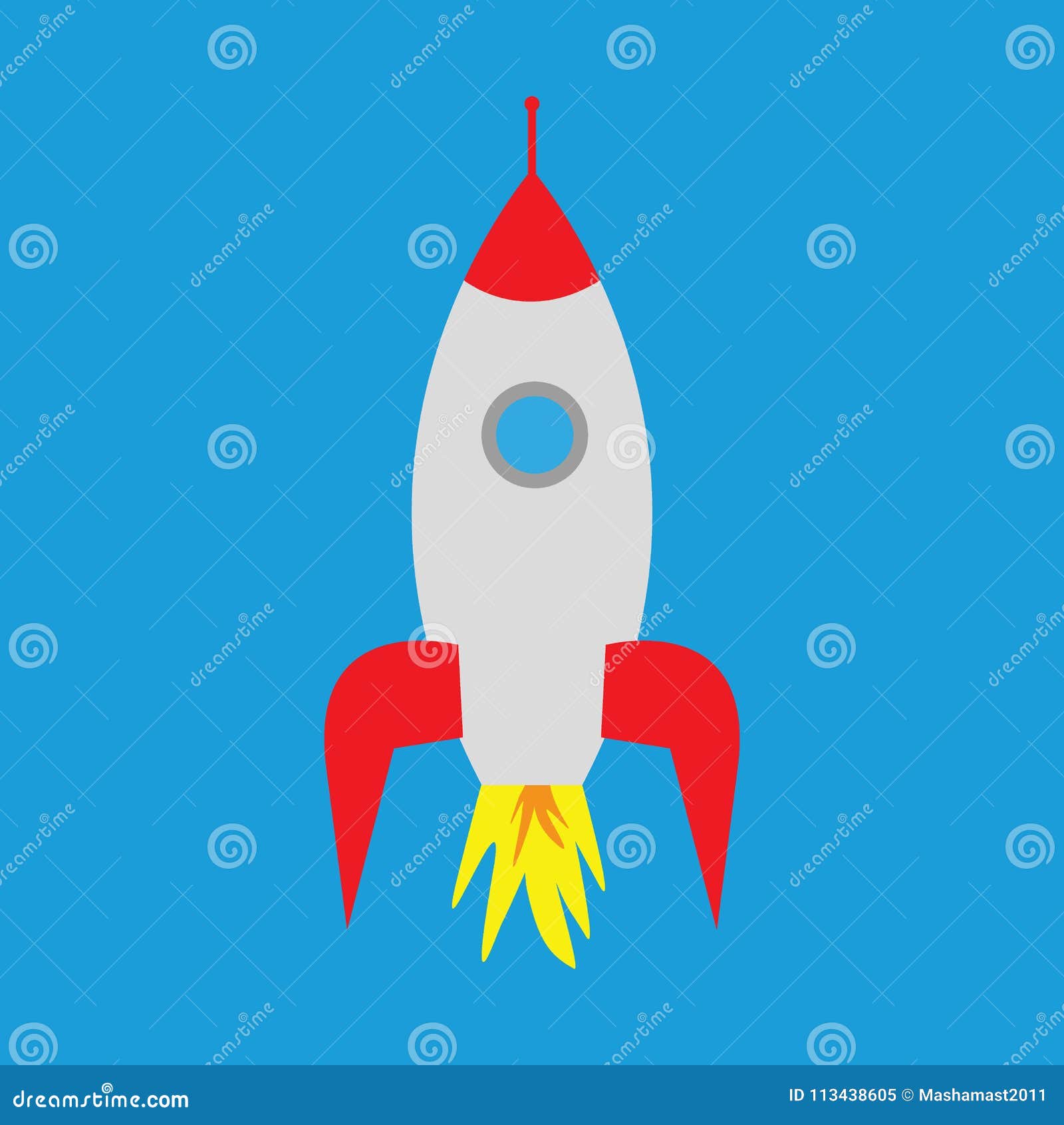 Cartoon Rocket on a Blue Background Stock Vector - Illustration of ...