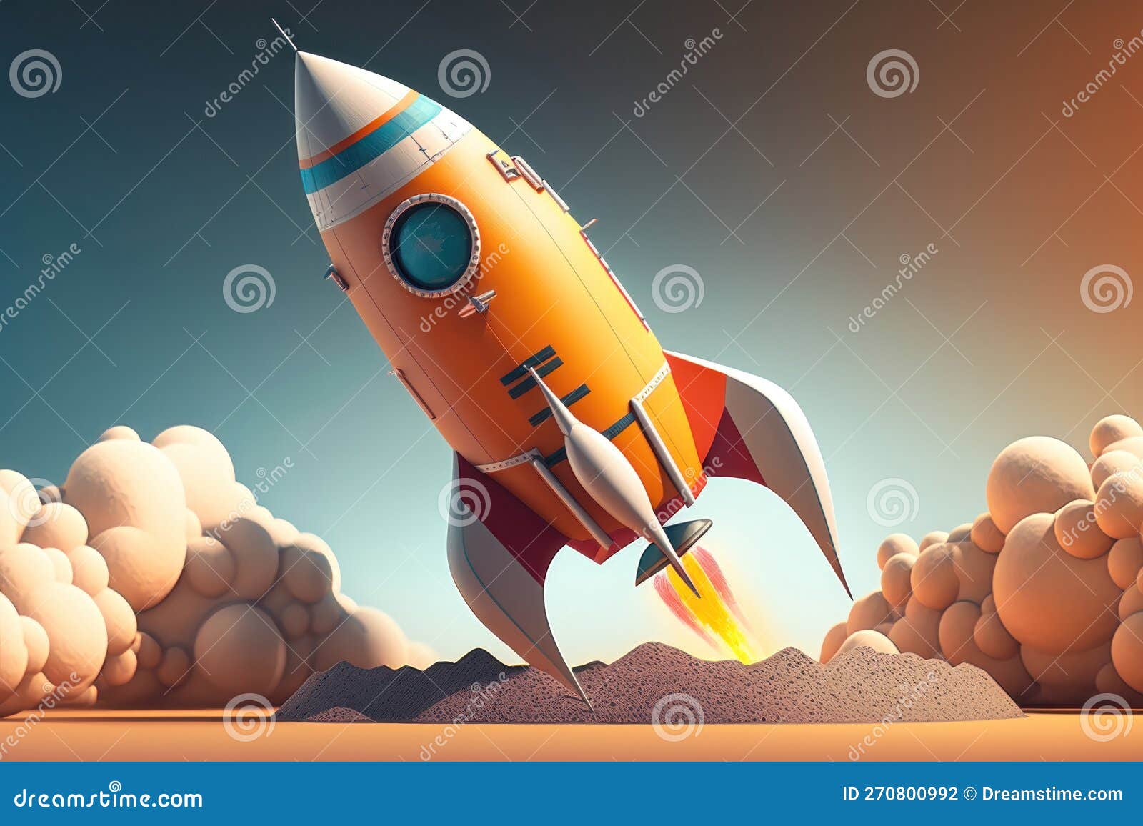 Cartoon Rocket in 3d Style. AI Generation Stock Illustration ...