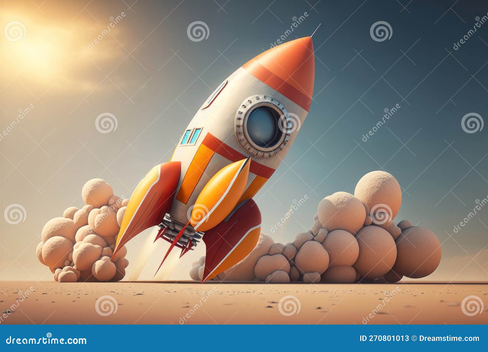 Cartoon Rocket in 3d Style. AI Generation Stock Illustration ...