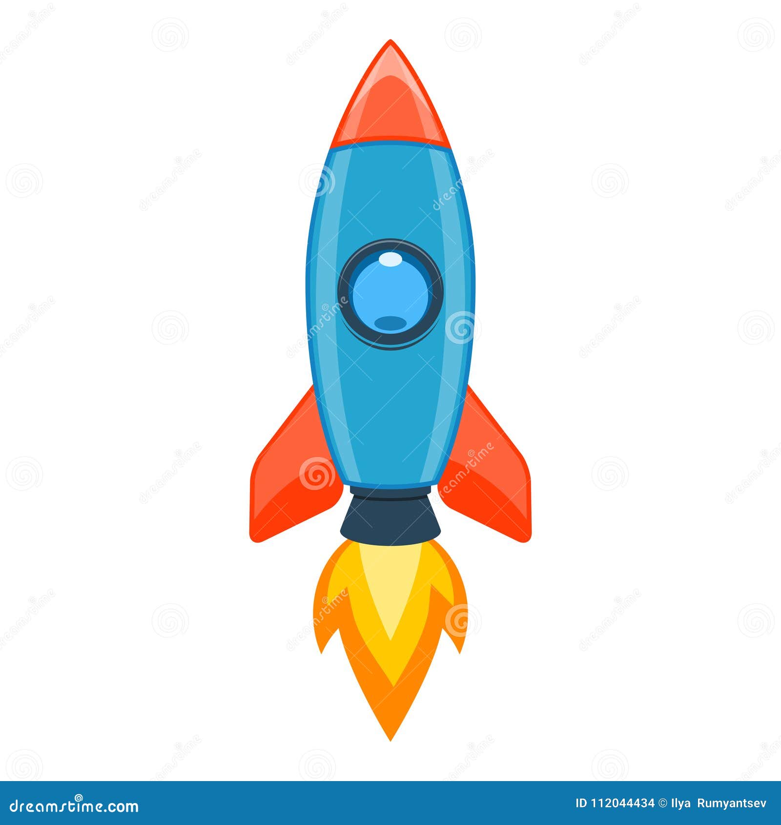 Rocket Flight Inside White Realistic Clouds. Vector Illustration ...