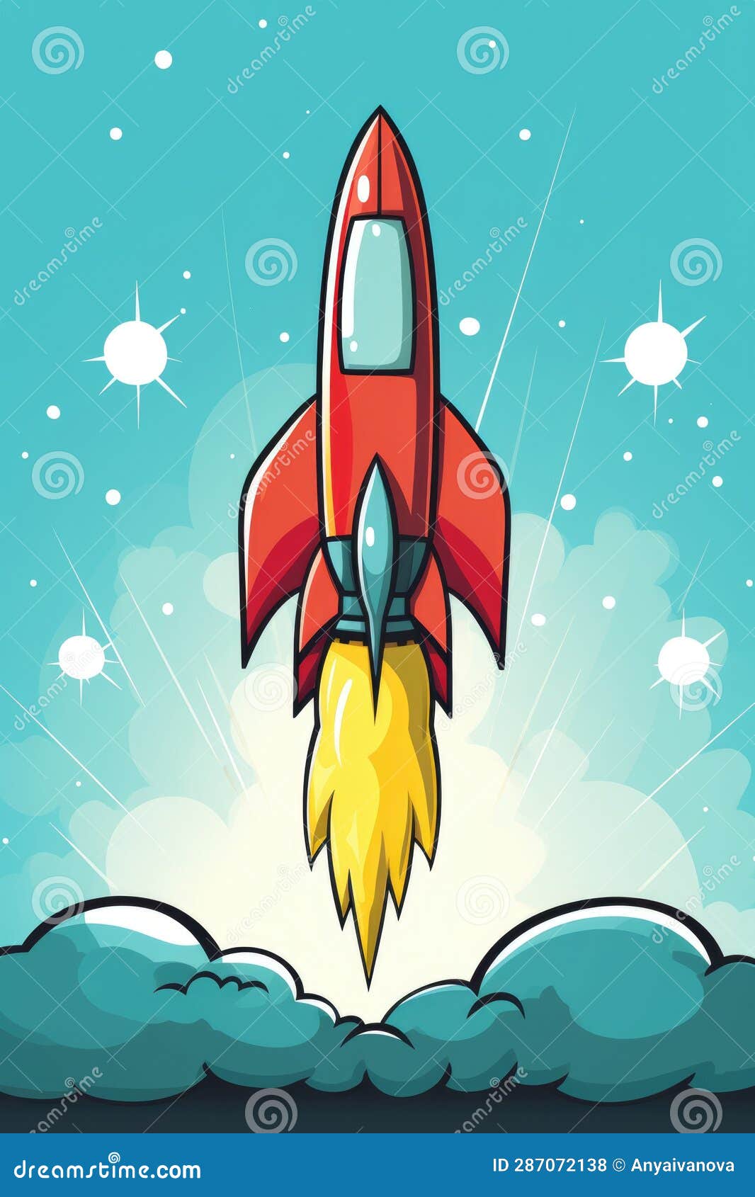 A Cartoon Rocket Flying through the Air. Stock Illustration ...
