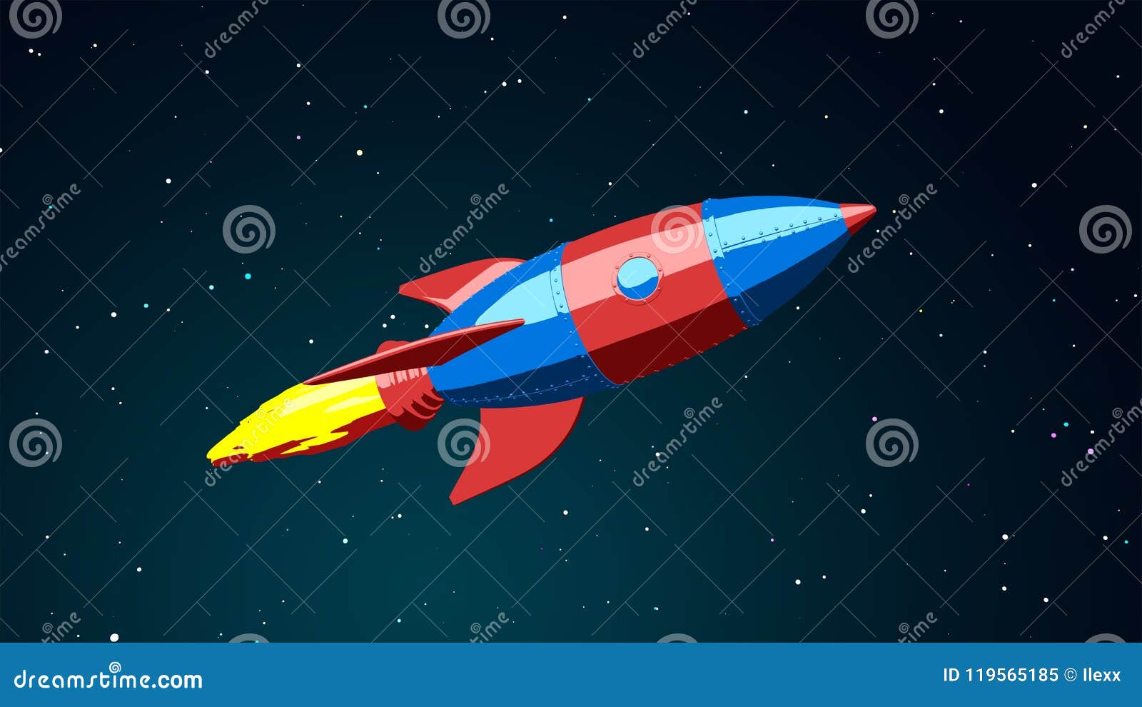Cartoon Rocket Flying in the Space Stock Illustration - Illustration of ...