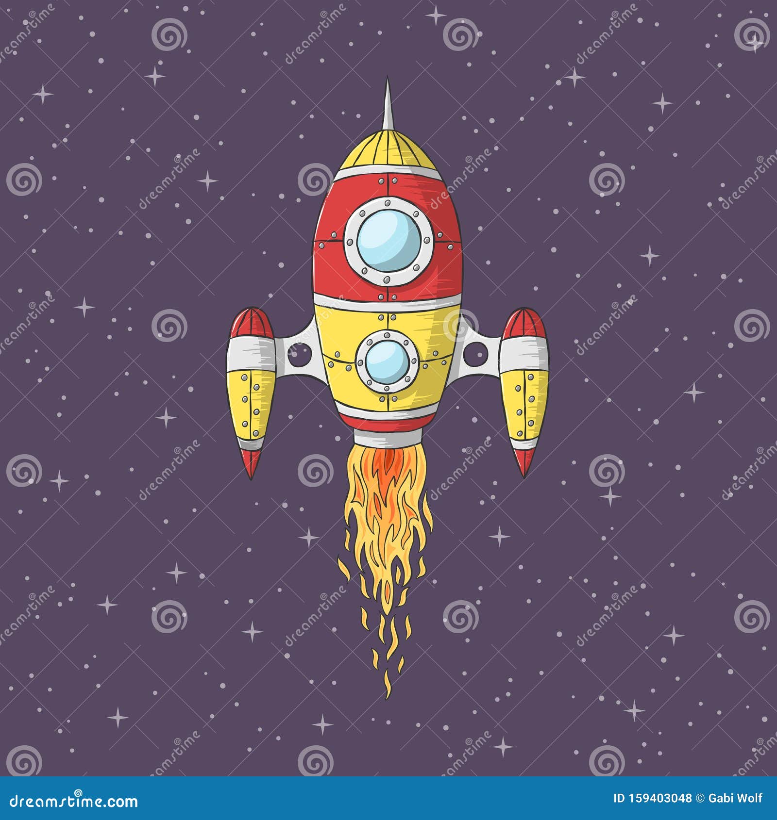 Cartoon Rocket Launch stock vector. Illustration of background - 159403048