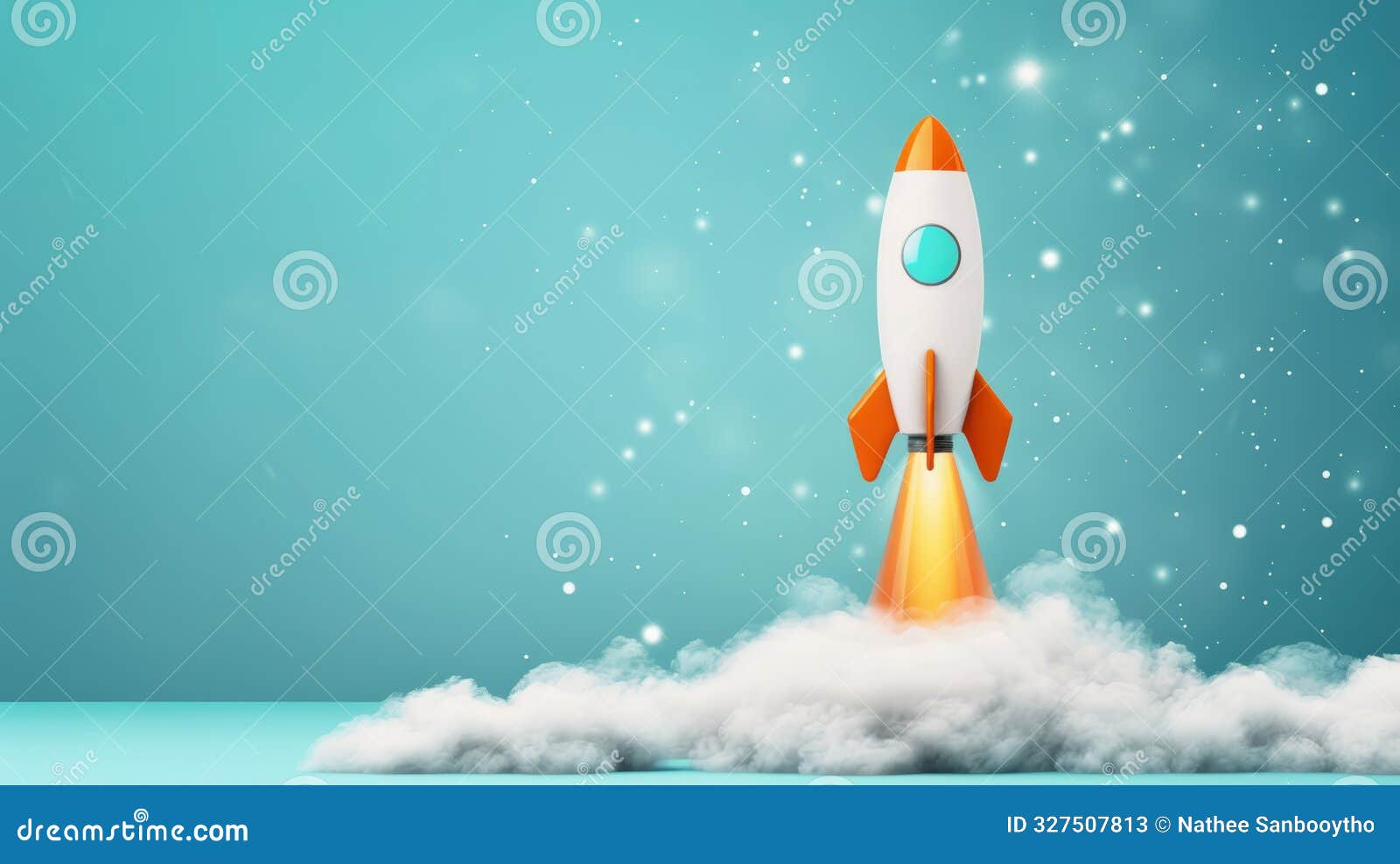 Cartoon Rocket Launching into Space Stock Illustration - Illustration ...