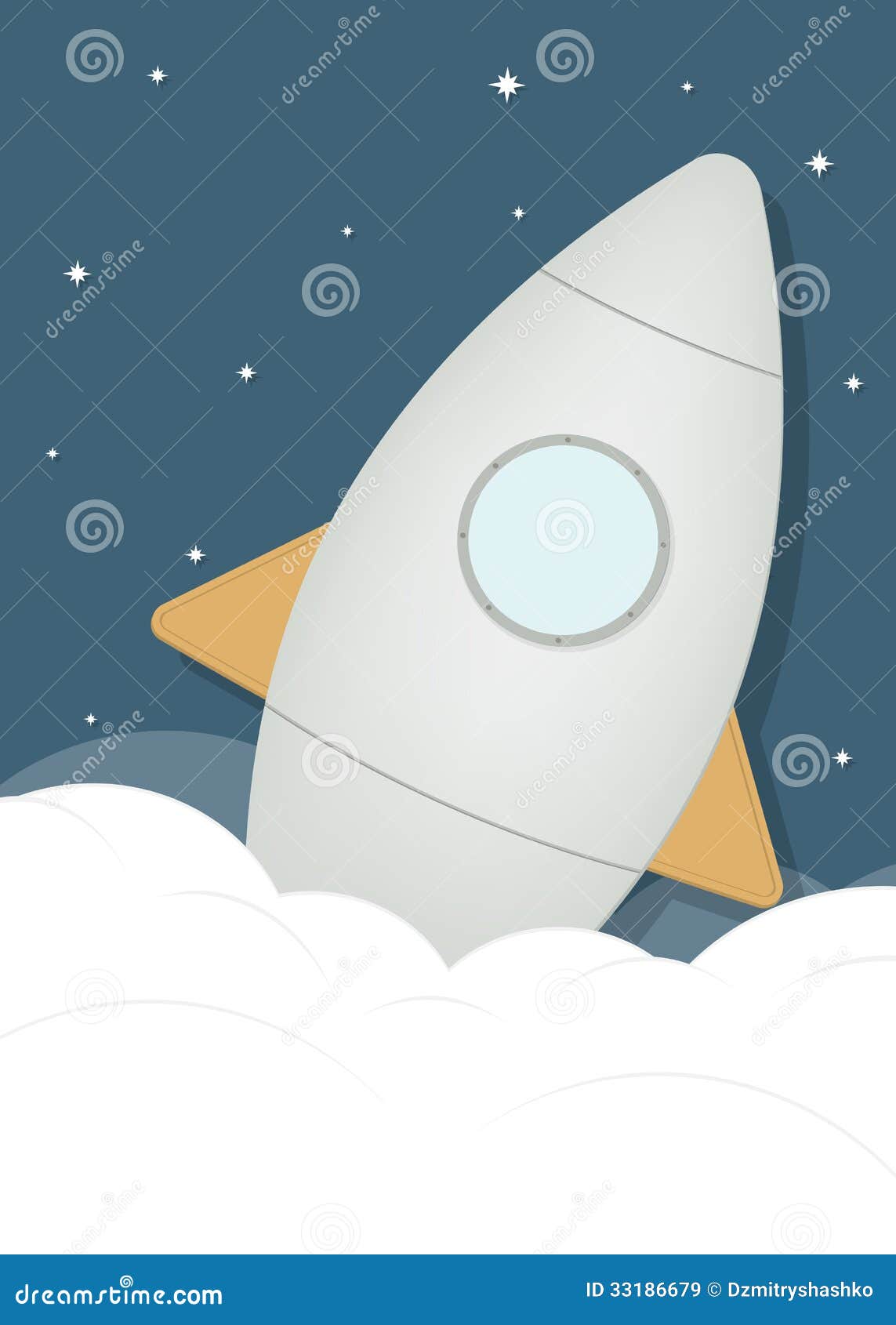 Cartoon Rocket Ship in Space Stock Vector - Illustration of astronomy ...