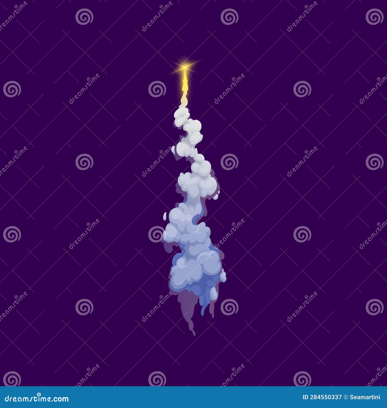 Cartoon Rocket Smoke Trail Path with Fire Flame Stock Vector ...