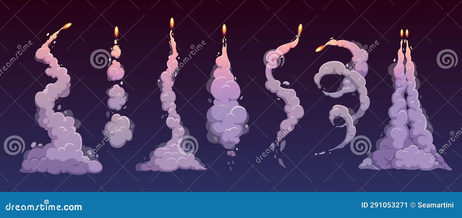 Cartoon Rocket Smoke Trails of Spaceship Launch Stock Vector ...