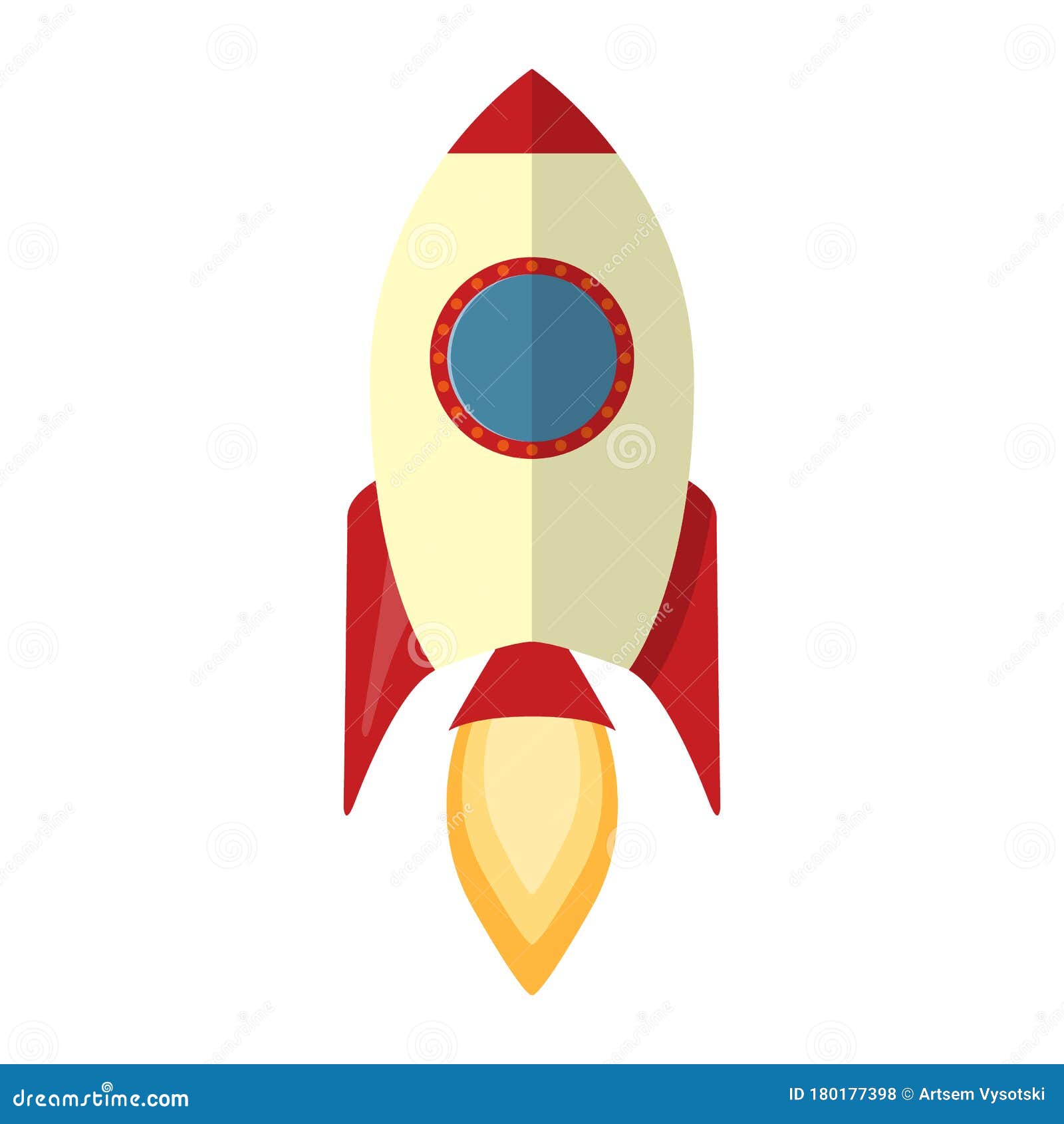 Cartoon Rocket Space Ship Take Off, Isolated Illustration. Simple Retro ...