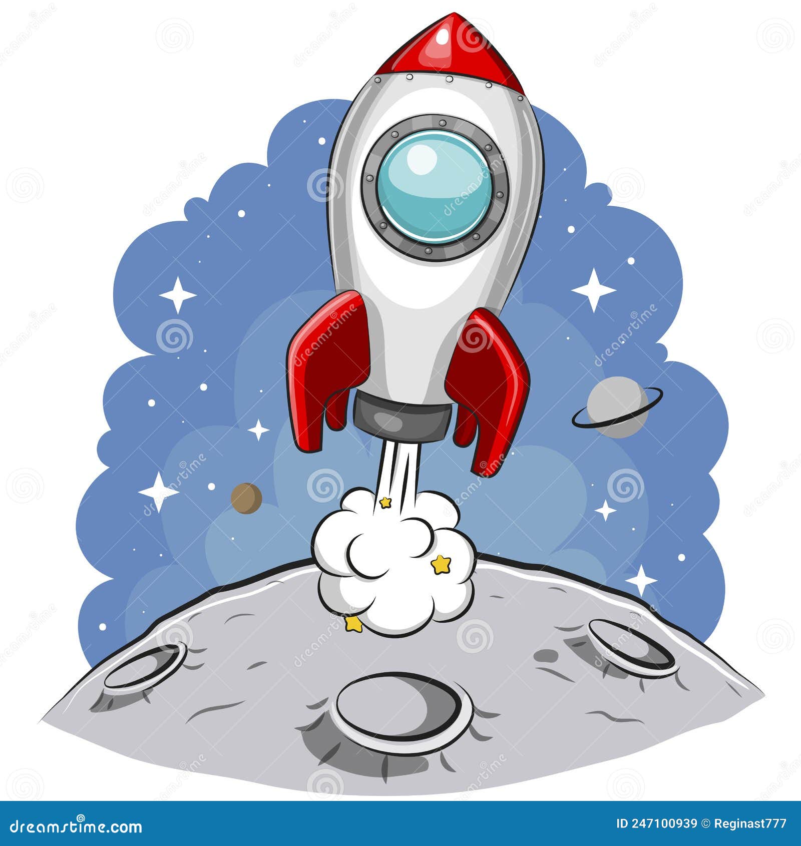 Cartoon Rocket Hand Drawn Outline Illustration. Cute Space Shuttle ...