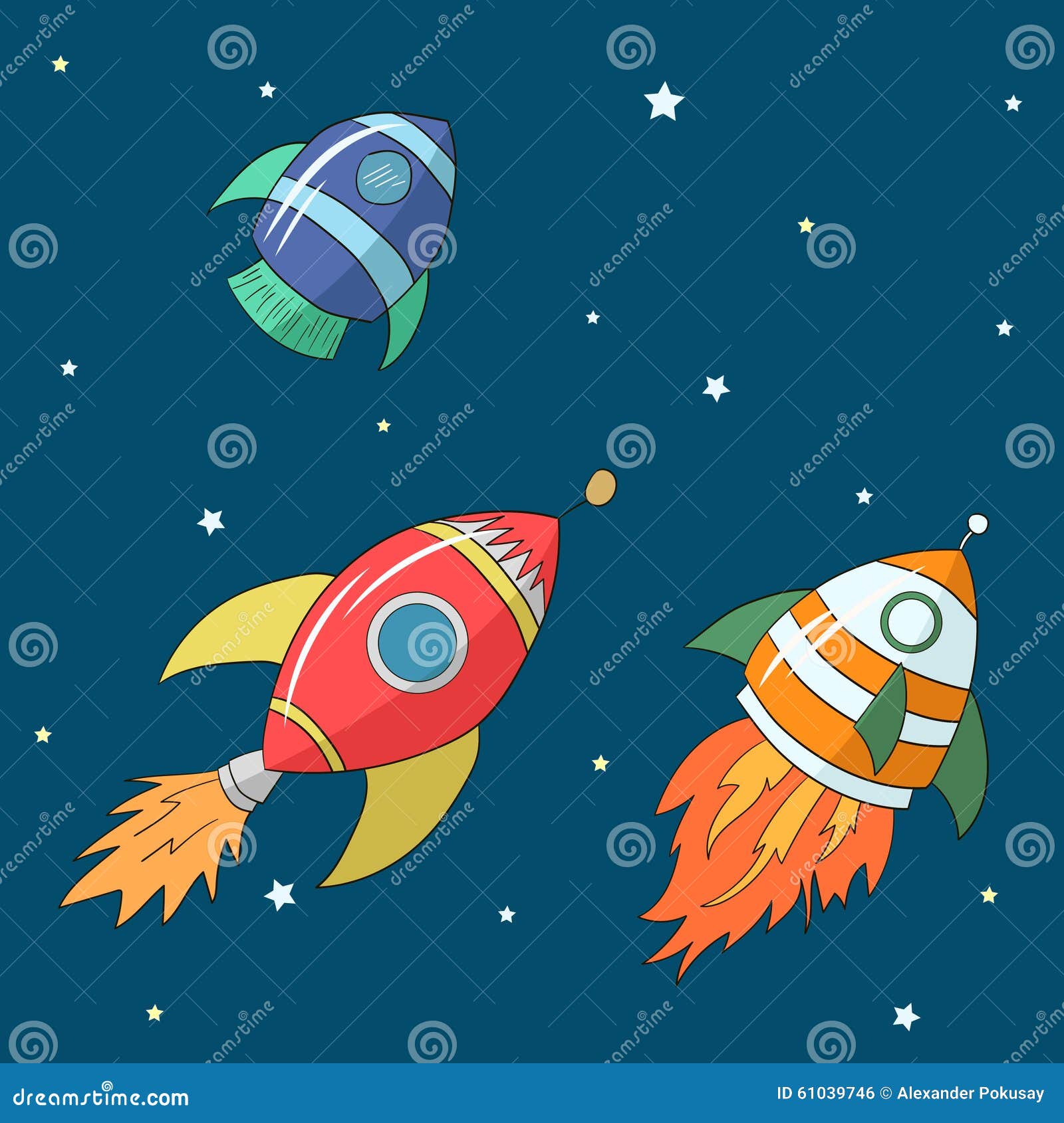 Cartoon Rockets Illustration Stock Vector - Illustration of space ...