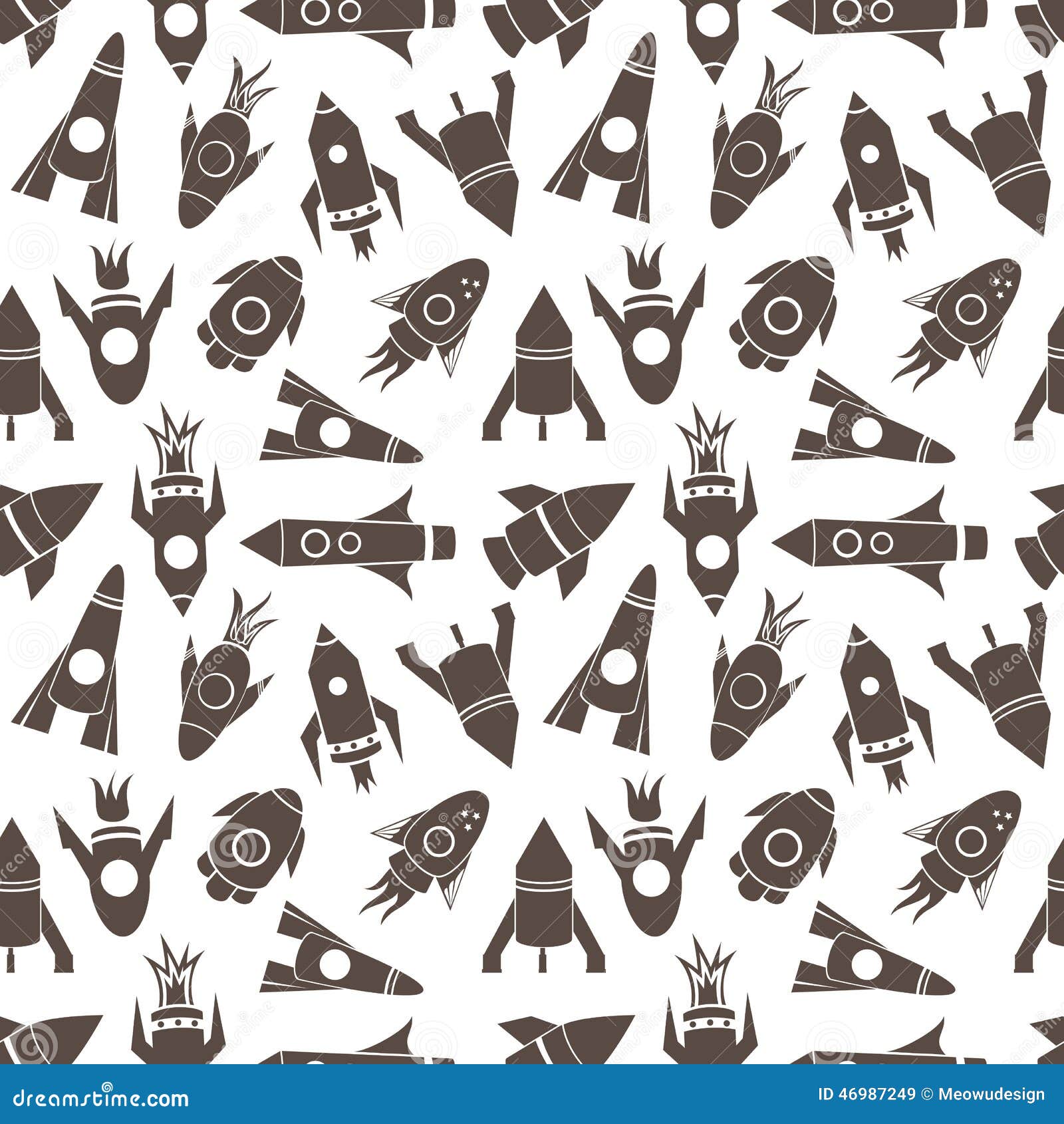 Cartoon Rockets Vector Seamless Pattern Stock Vector - Illustration of ...