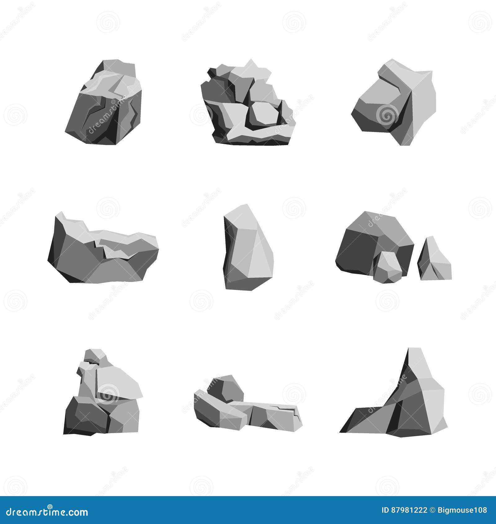 Cartoon Rocks and Stones Set. Vector Stock Vector - Illustration of ...