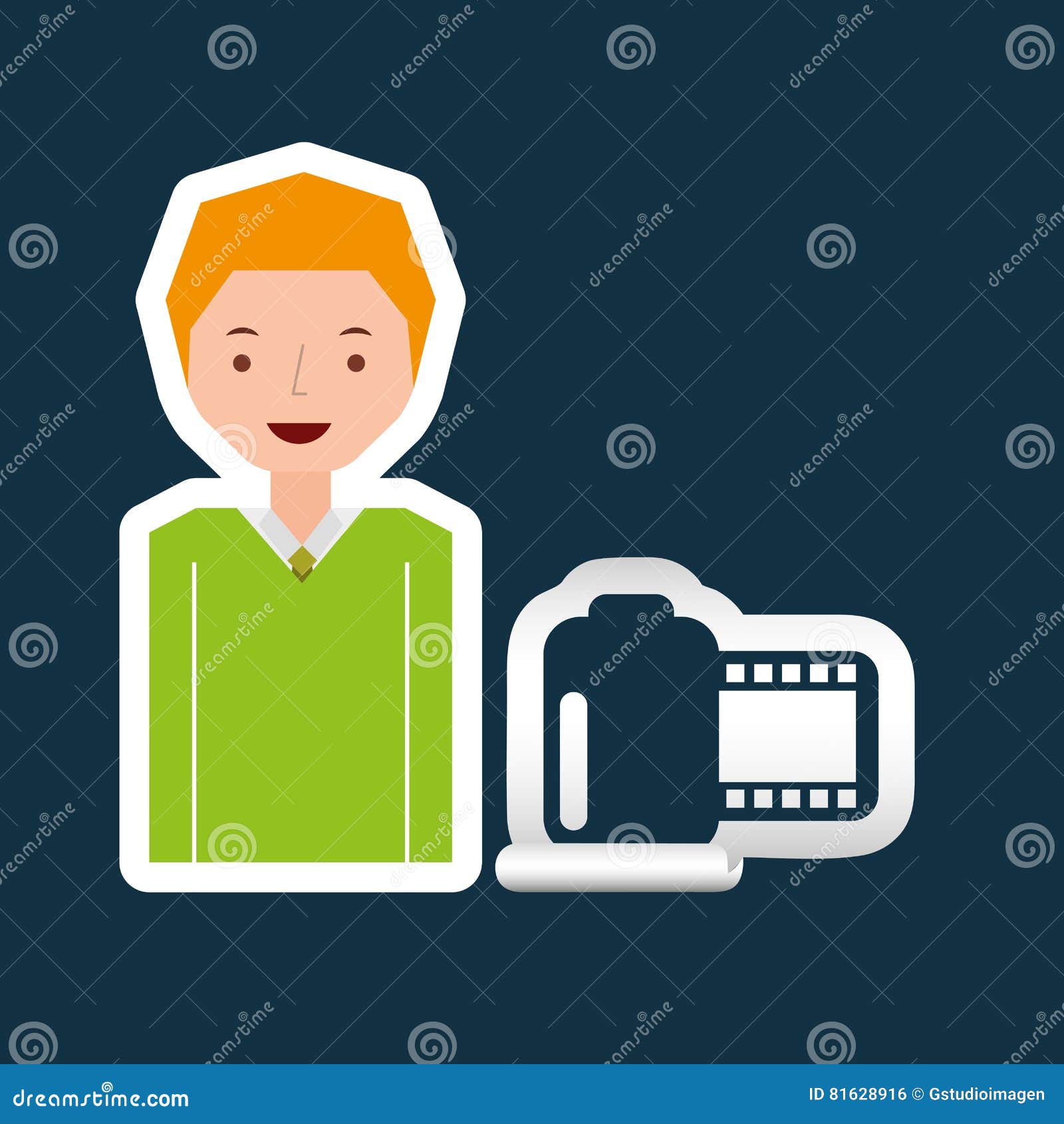 Cartoon Roll Camera Photo Guy Design Stock Vector - Illustration of ...