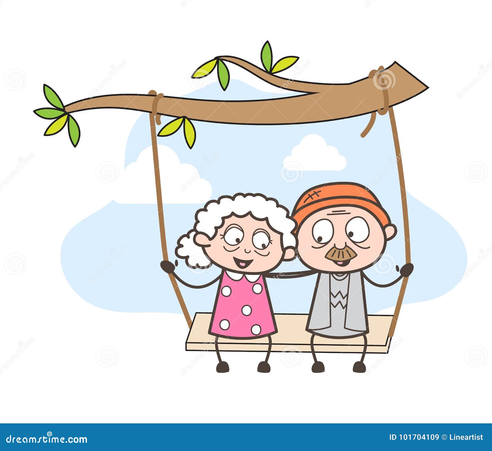 Cartoon Romantic Old Age People Swing Together in Park Vector ... Cartoon Romantic Old Age People Swing Together in Park Vector ...