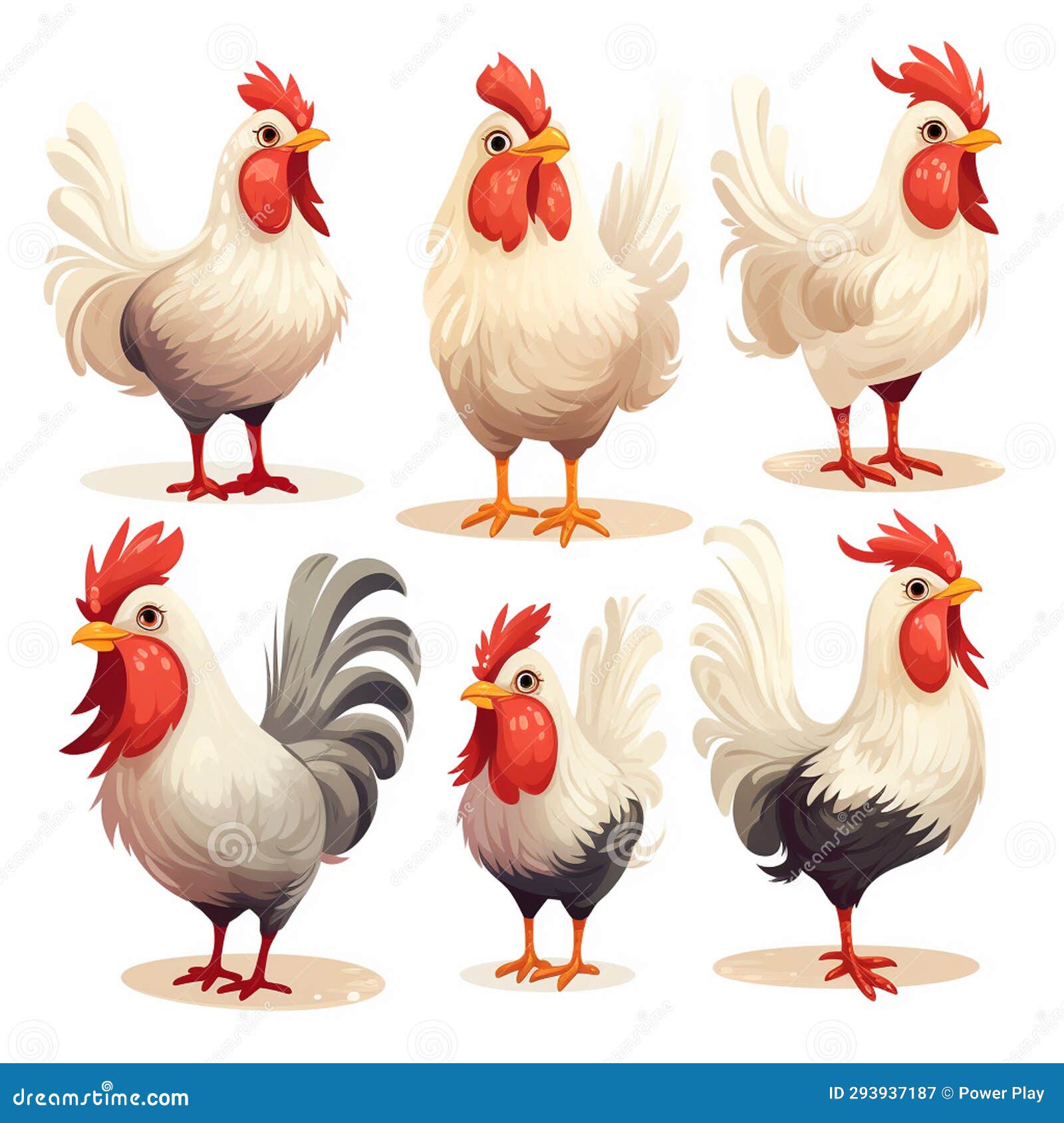 Set Of Cartoon Roosters. Vector Illustration On A White Background ...