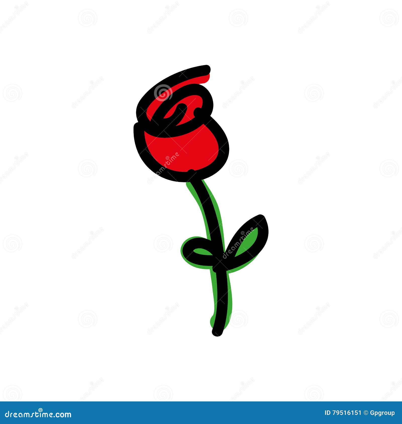 Cartoon rose icon image stock vector. Illustration of greeting - 79516151