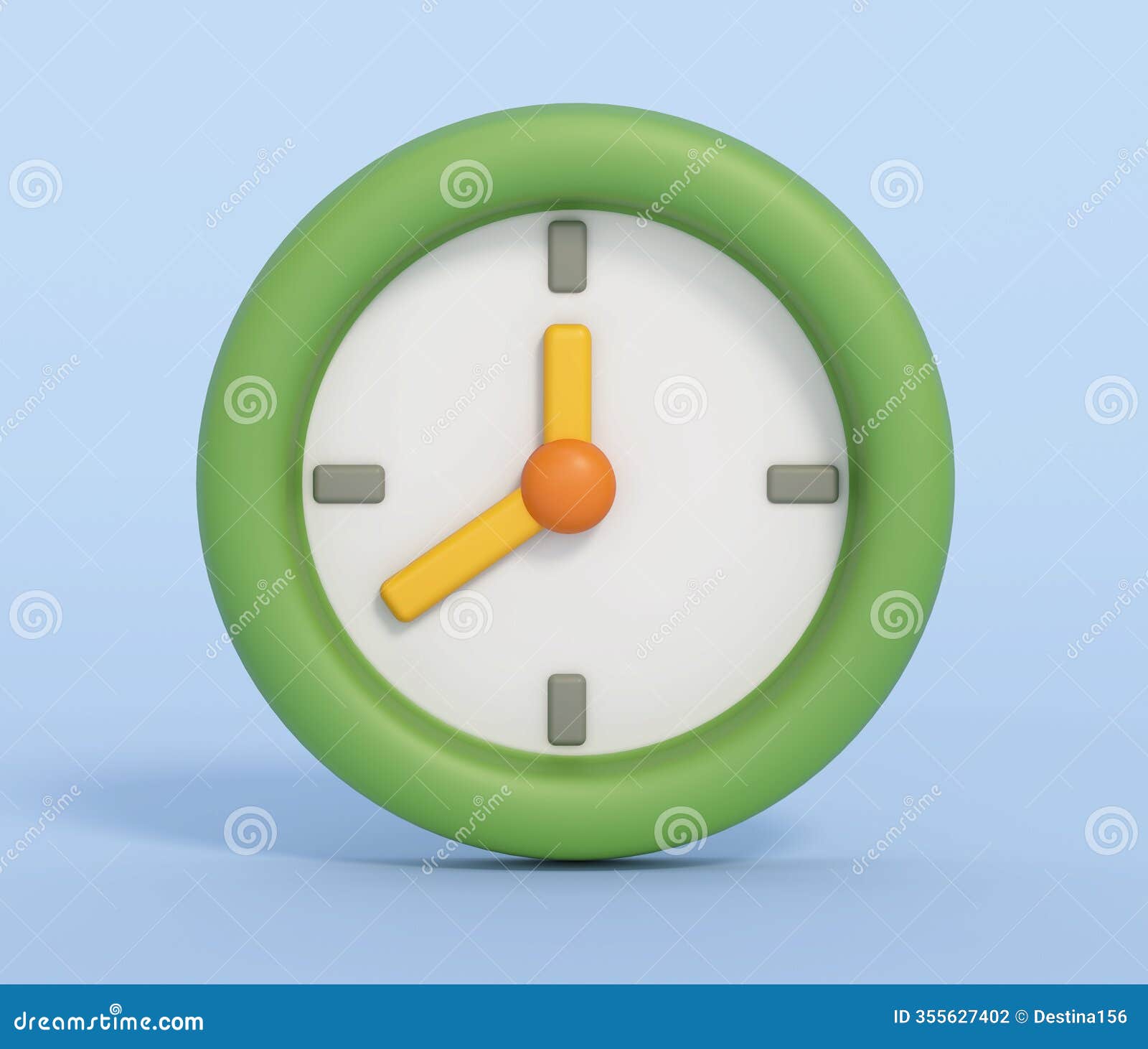 Cartoon Round Clock Icon Isolated on Blue Background. 3D Illustration ...
