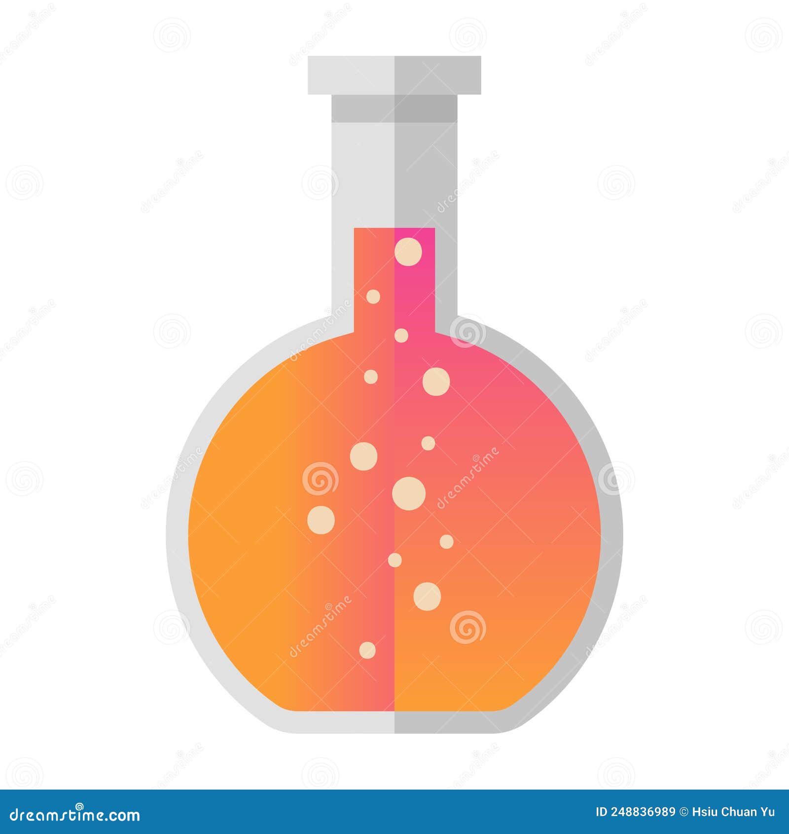Cartoon Round Flask with Orange Liquid Potion Vector Isolated Object ...