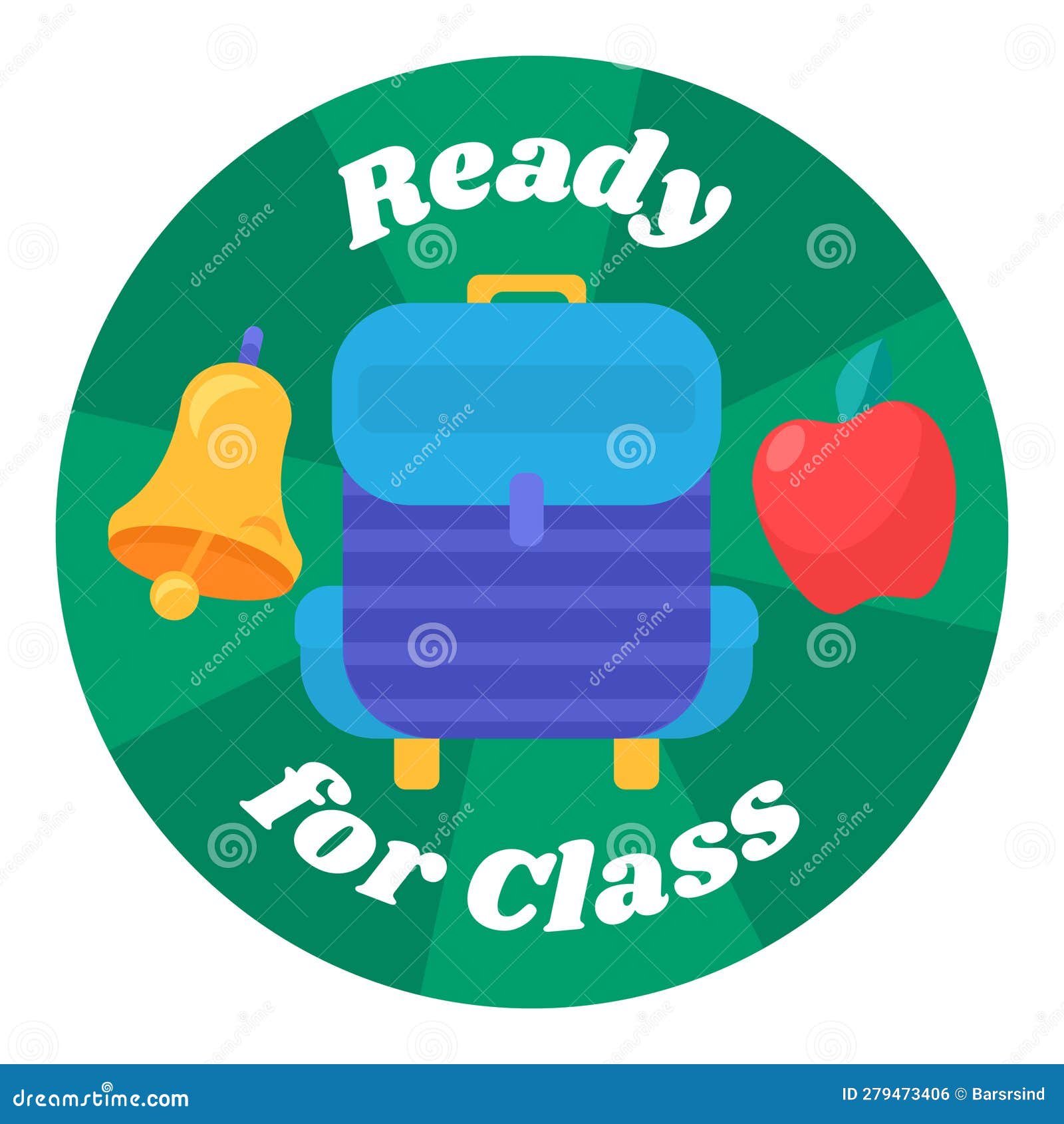 Cartoon Round Sticker Ready for Class Study Stock Vector - Illustration ...
