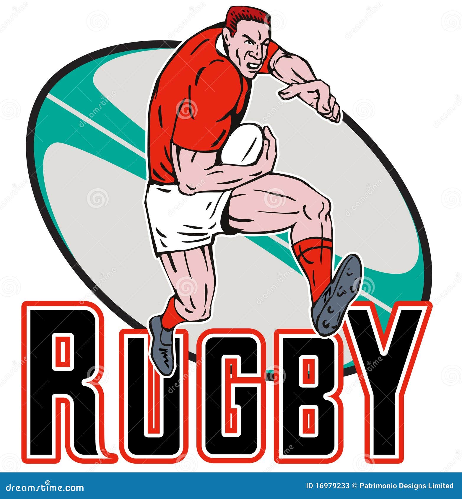 Cartoon Rugby Player Fending Stock Illustration - Illustration of ...