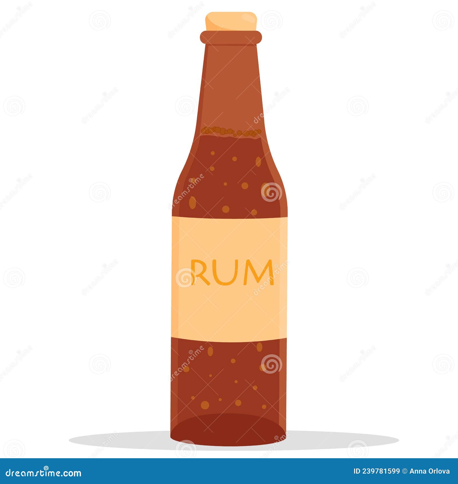 Cartoon Rum Bottle Isolated on White Background Stock Vector ...
