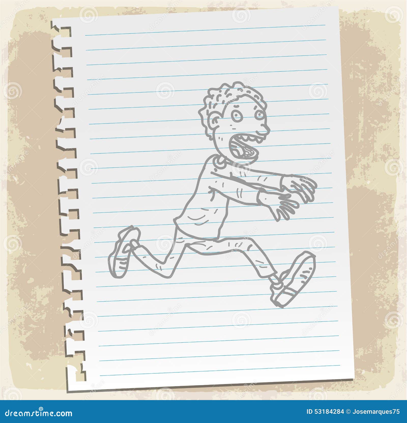 Cartoon Run on Paper Note, Vector Illustration Stock Vector ...