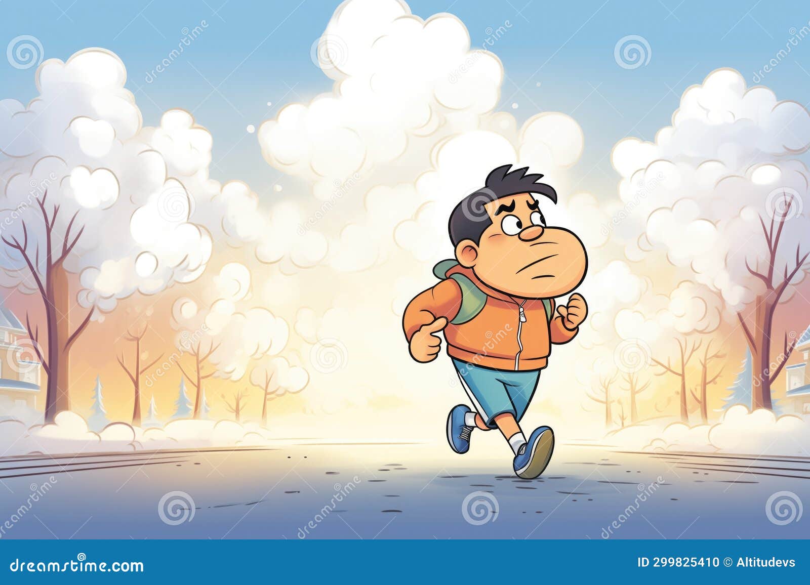 Cartoon Runner Exhaling Mist during a Winter Jog Stock Photo - Image of ...