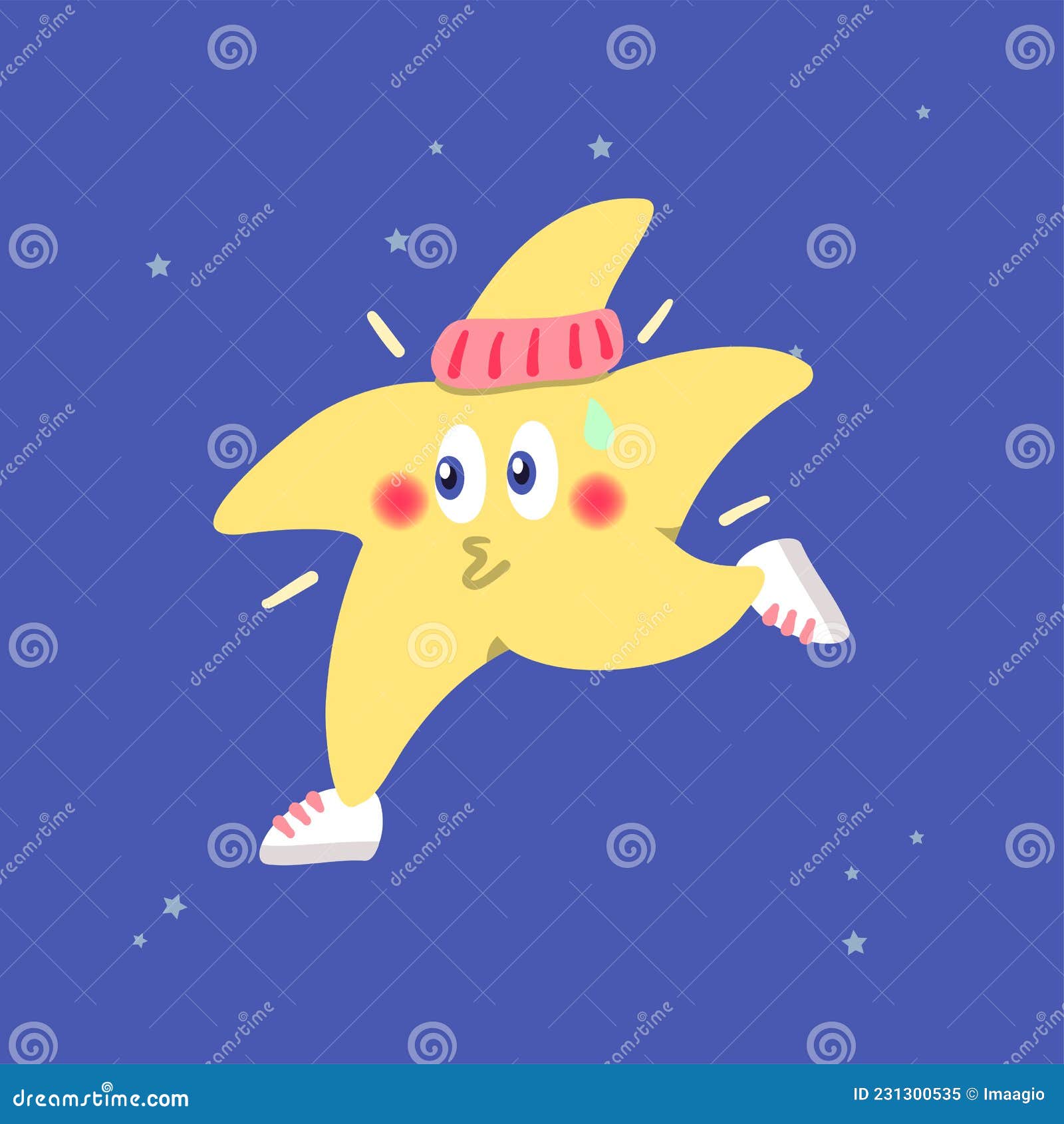 Cartoon Runner Star with Sneakers Playing Sport. Vector Illustration ...