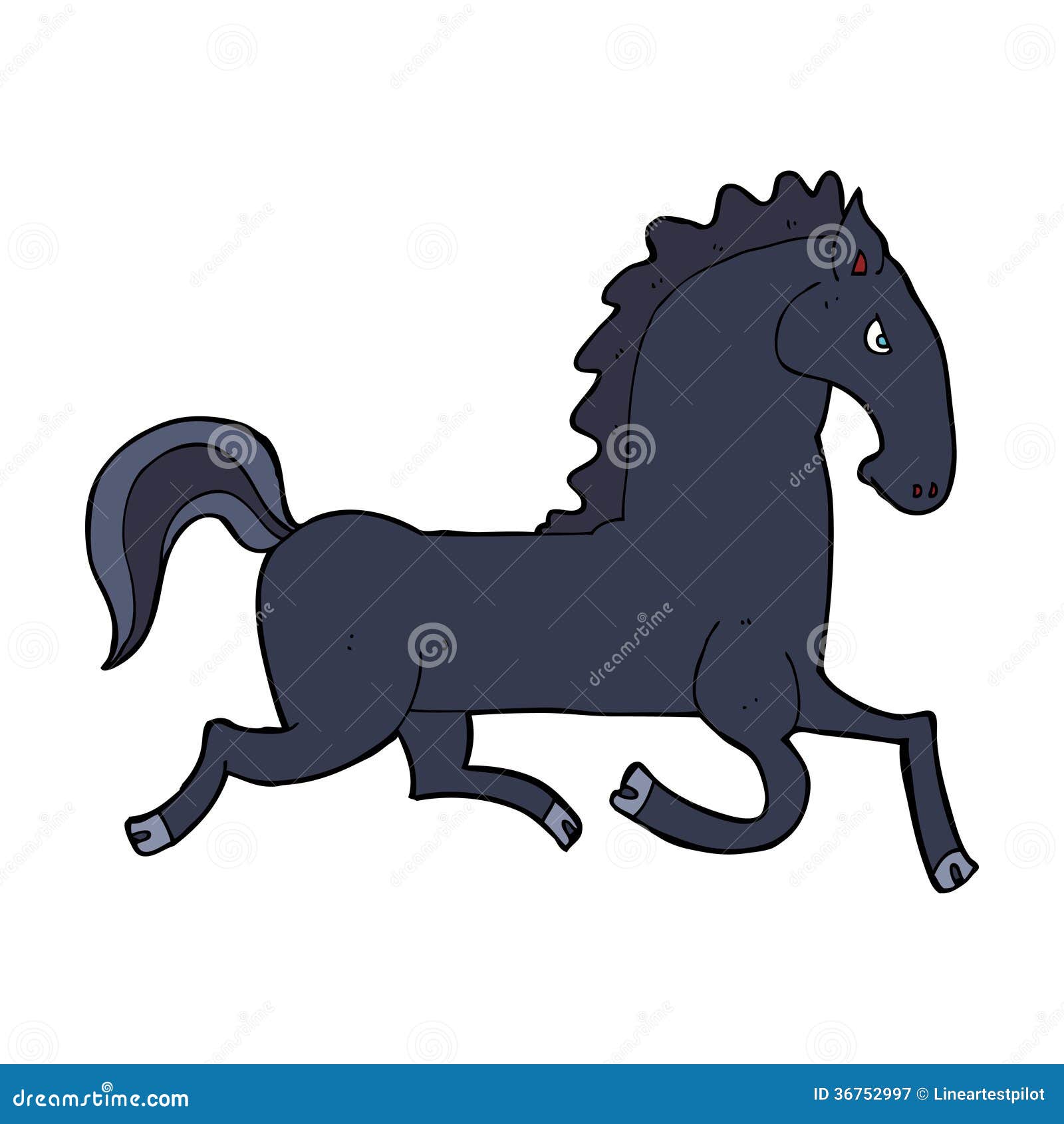 Cartoon Running Black Stallion Stock Vector - Illustration of crazy ...