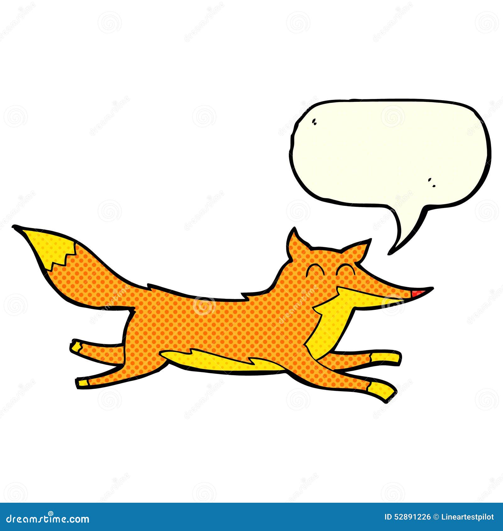 Cartoon Running Fox with Speech Bubble Stock Illustration ...