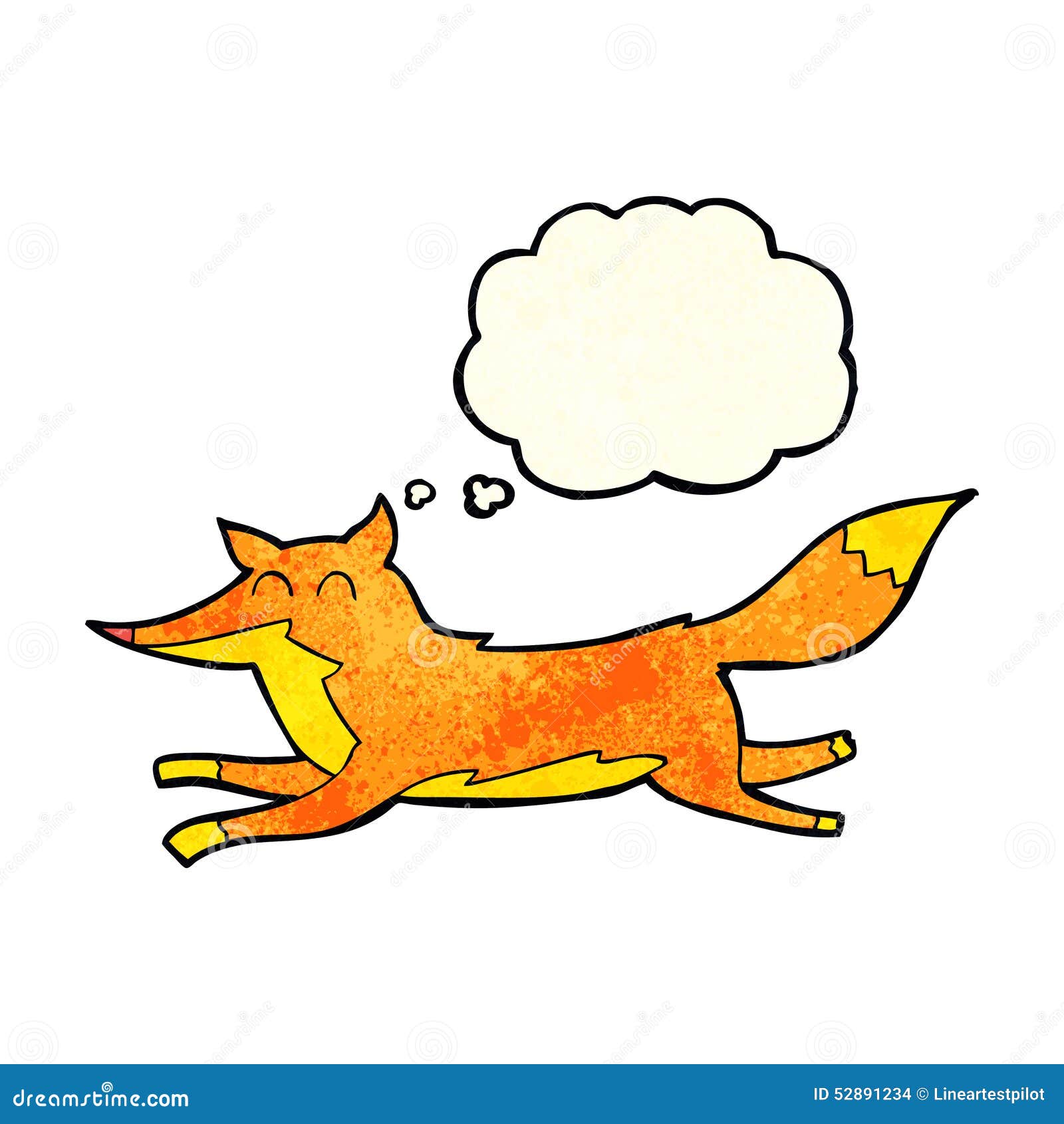Cartoon Running Fox with Thought Bubble Stock Illustration ...