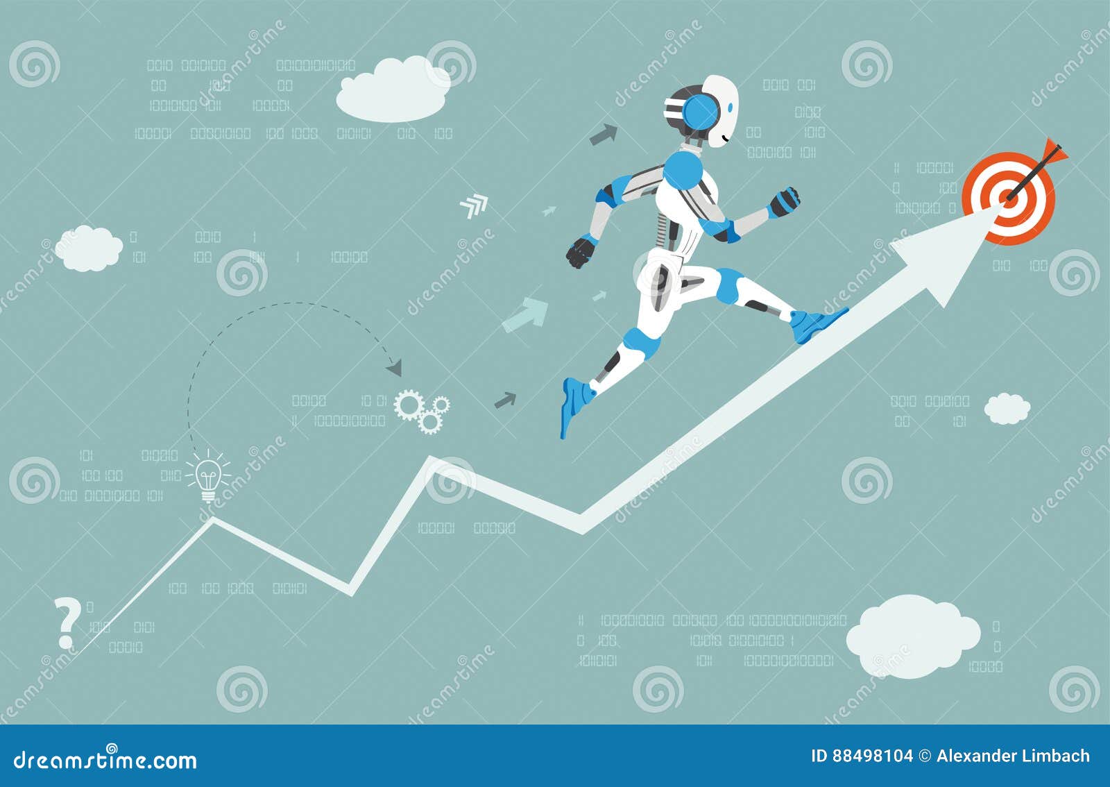 Running Robot Leaving A Trace Of Pixels Royalty-Free Cartoon ...