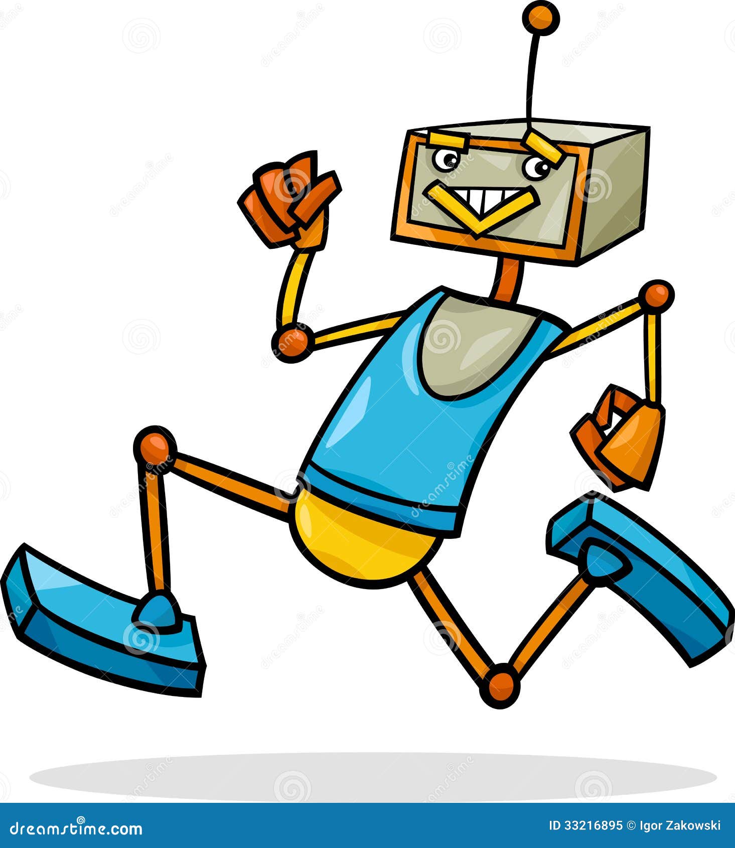 Cartoon Running Robot Illustration | CartoonDealer.com #33216895