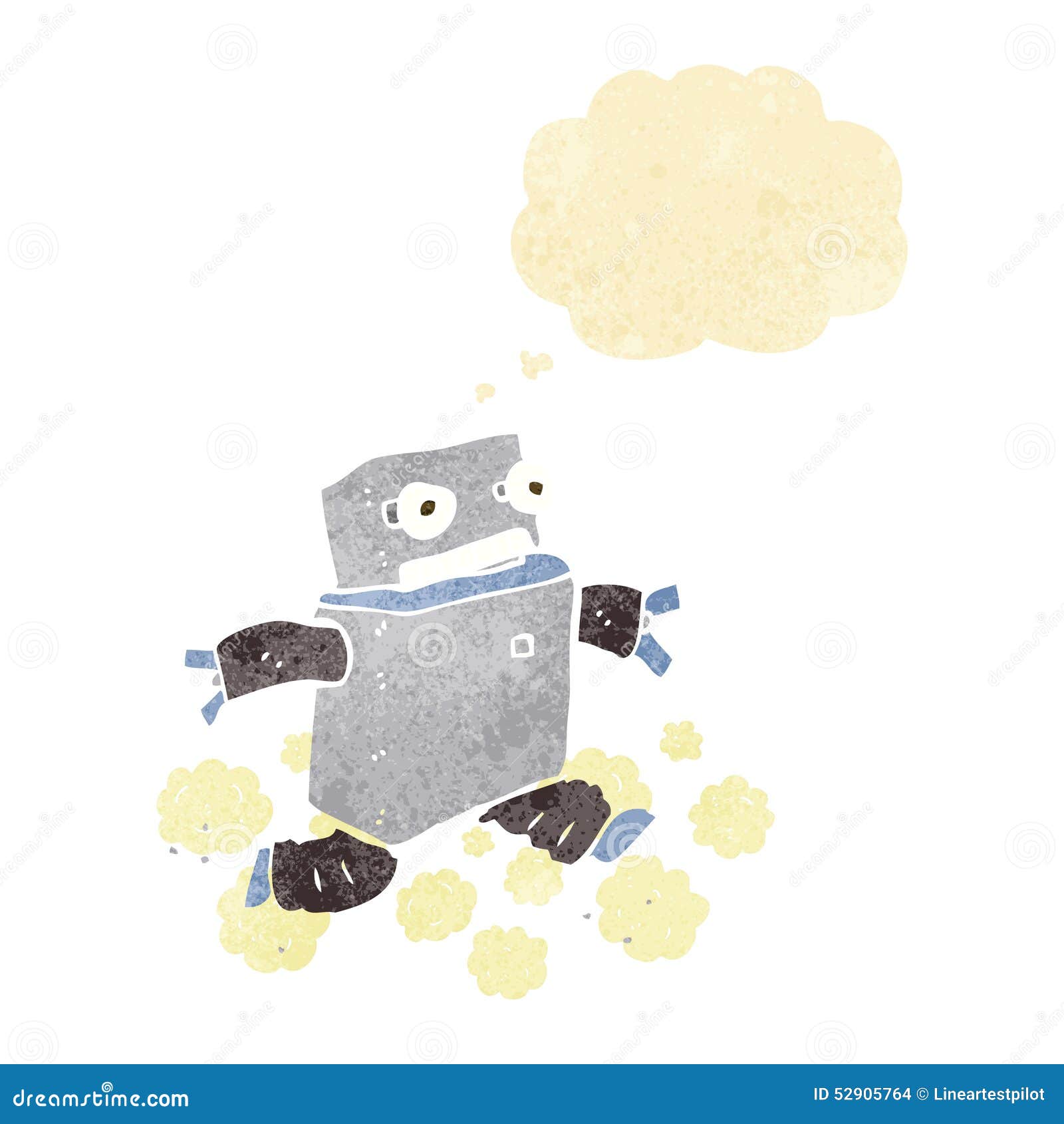 Cartoon Running Robot with Thought Bubble Stock Illustration ...