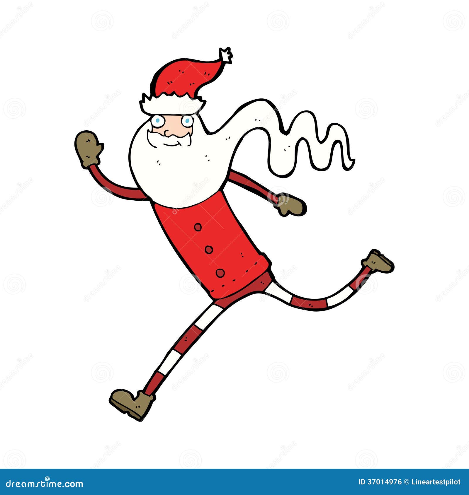 Cartoon running santa stock vector. Illustration of drawn - 37014976